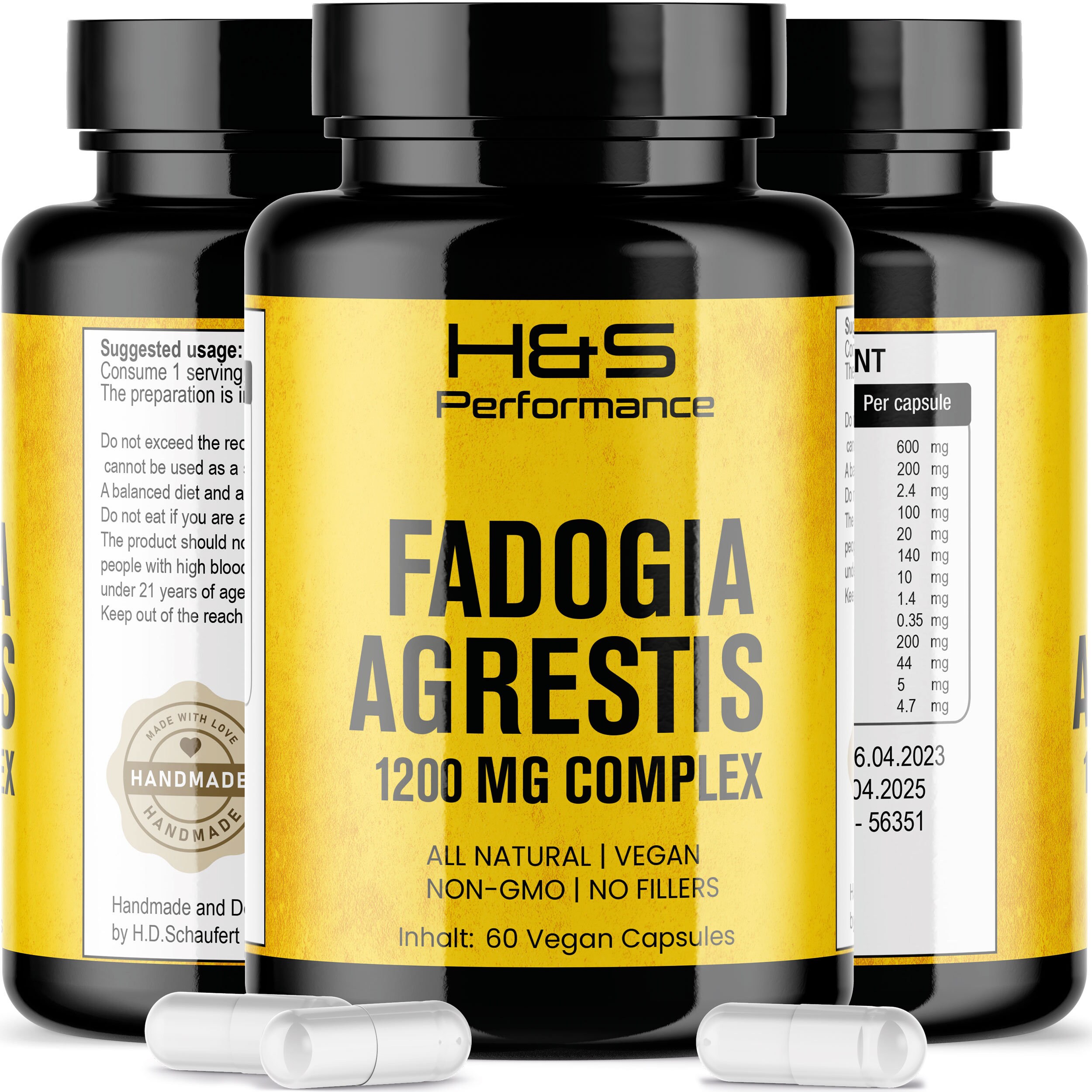 Fadogia Agrestis Complex Capsules 600mg High Potency 20:1 Natural ...