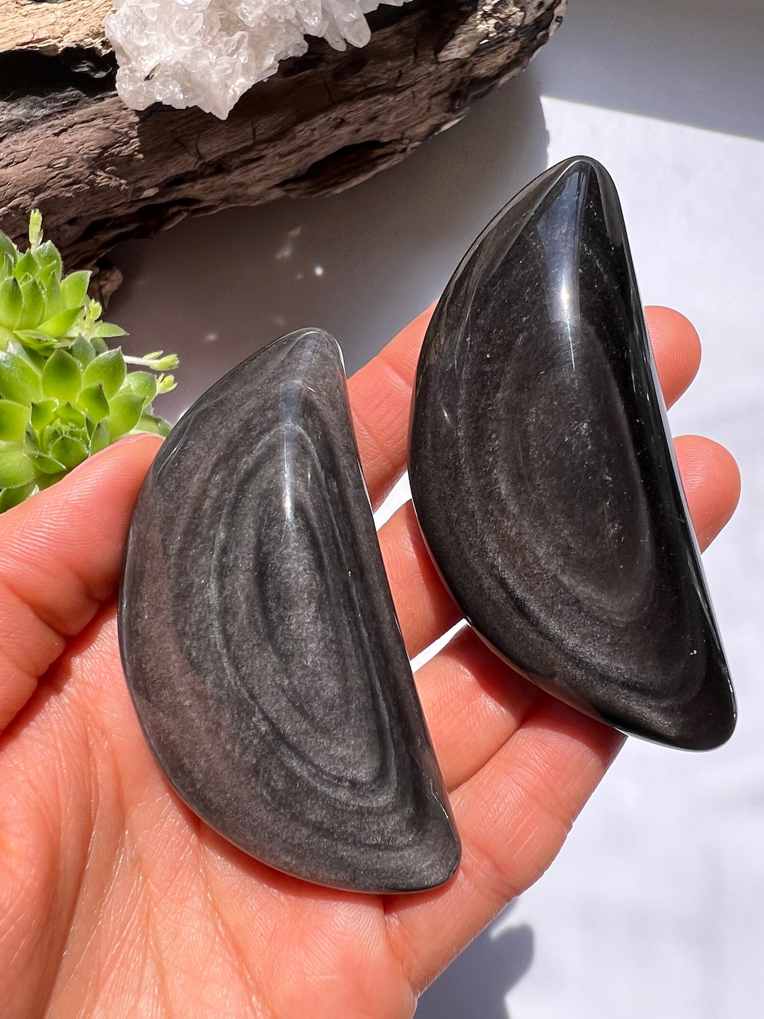Silver Obsidian Moon, Silver Obsidian, Crystal Moon, Obsidian Moon ...