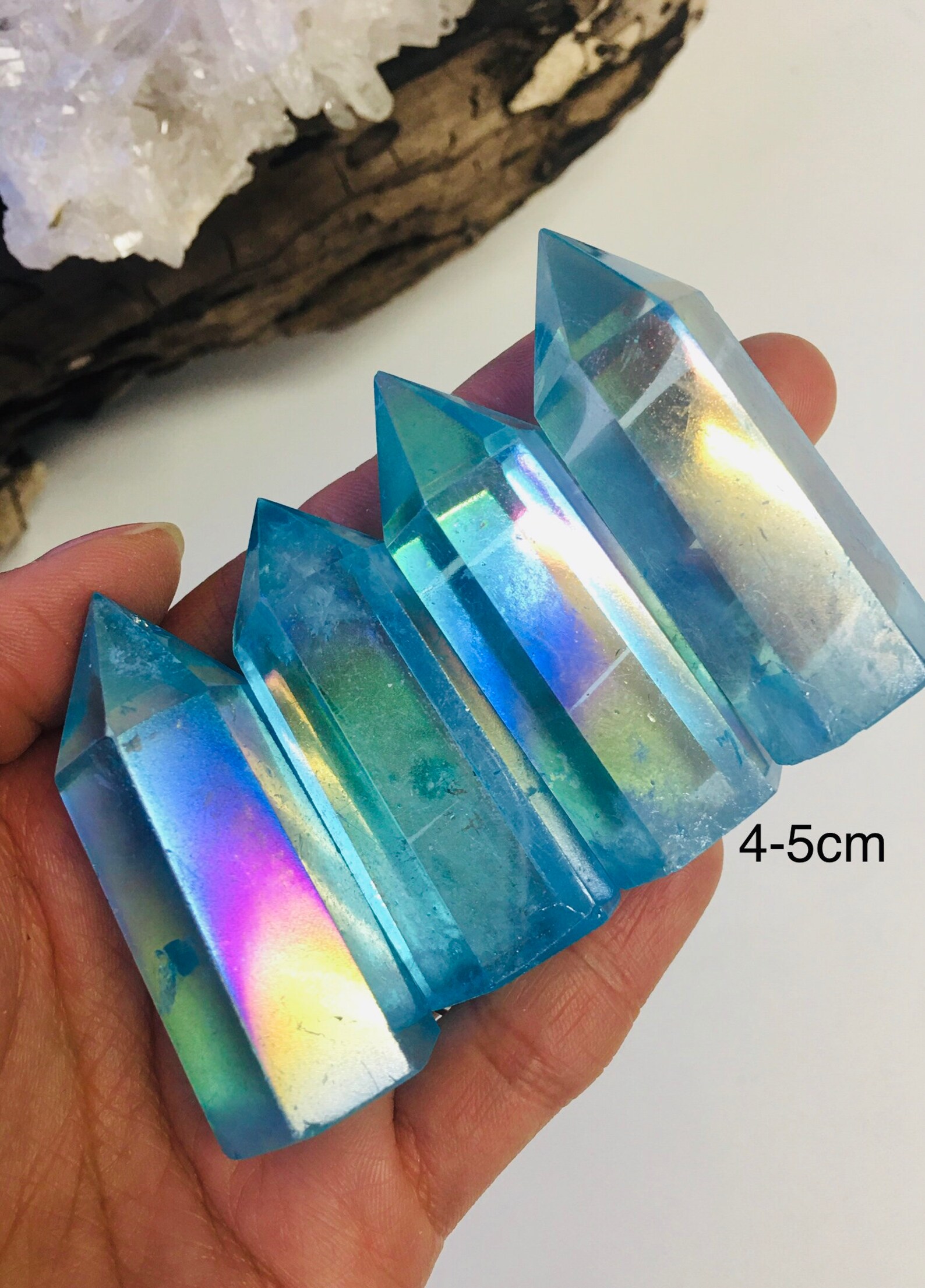 Blue Aura Quartz Point Blue Angel Aura Quartz Aqua Aura - Etsy