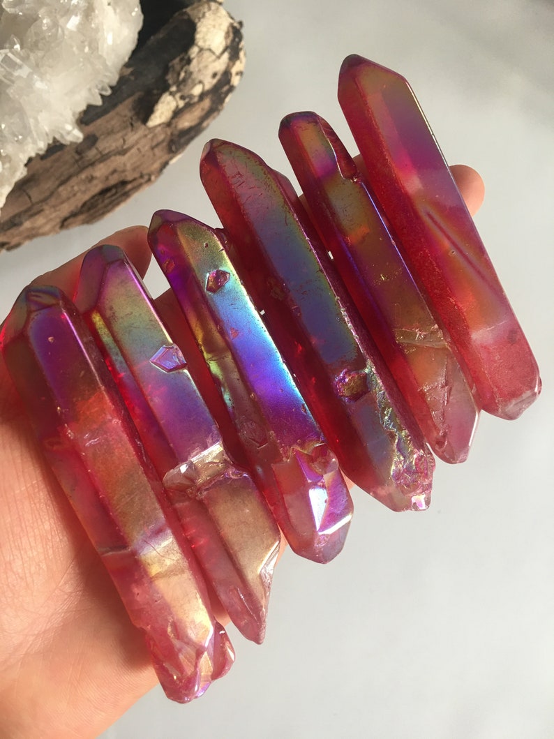 Red Aura Quartz Point Red Aura Quartz Flame Aura Quartz - Etsy New Zealand