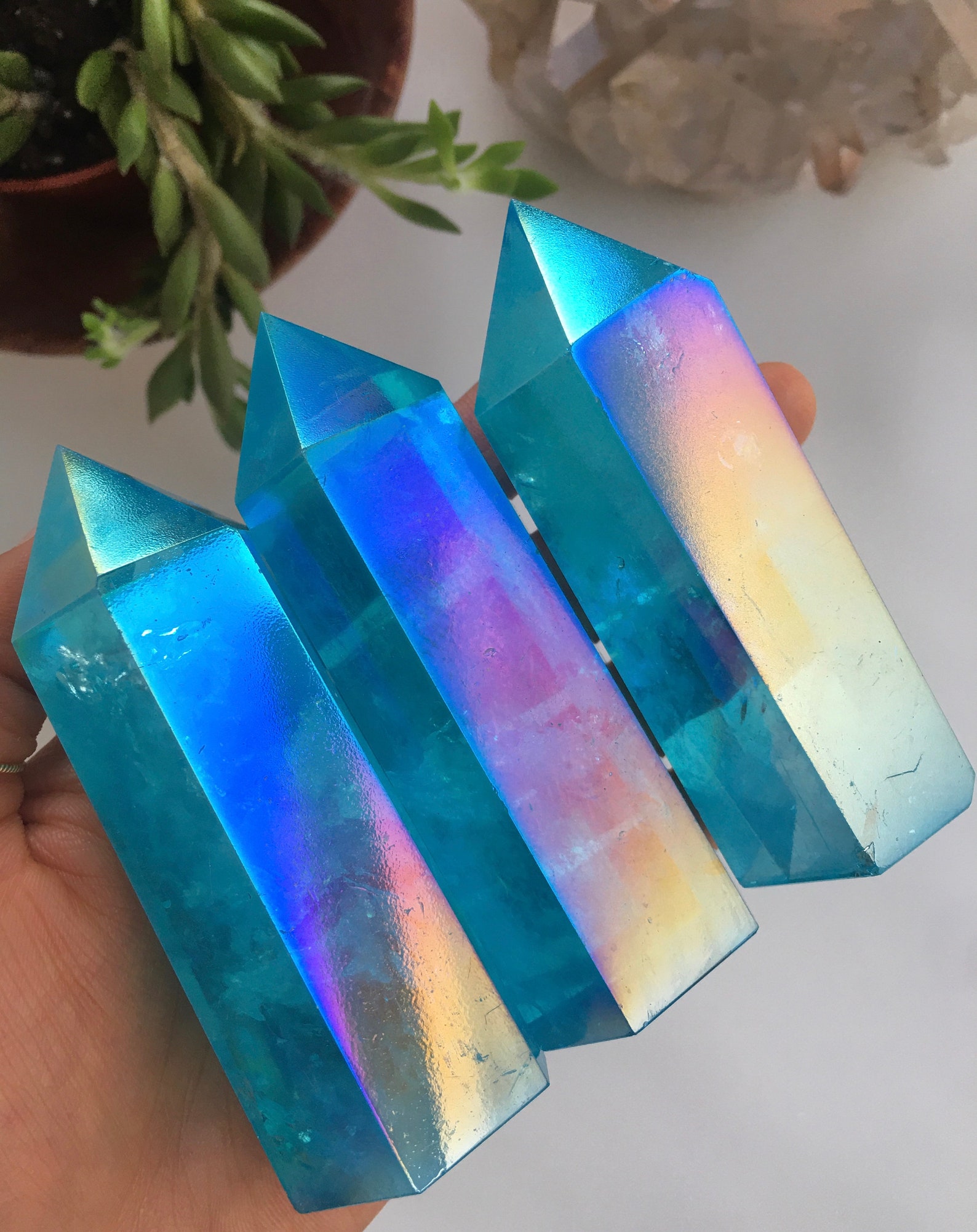 Blue Aura Quartz Point, Blue Angel Aura Quartz, Aqua Aura Quartz Point ...