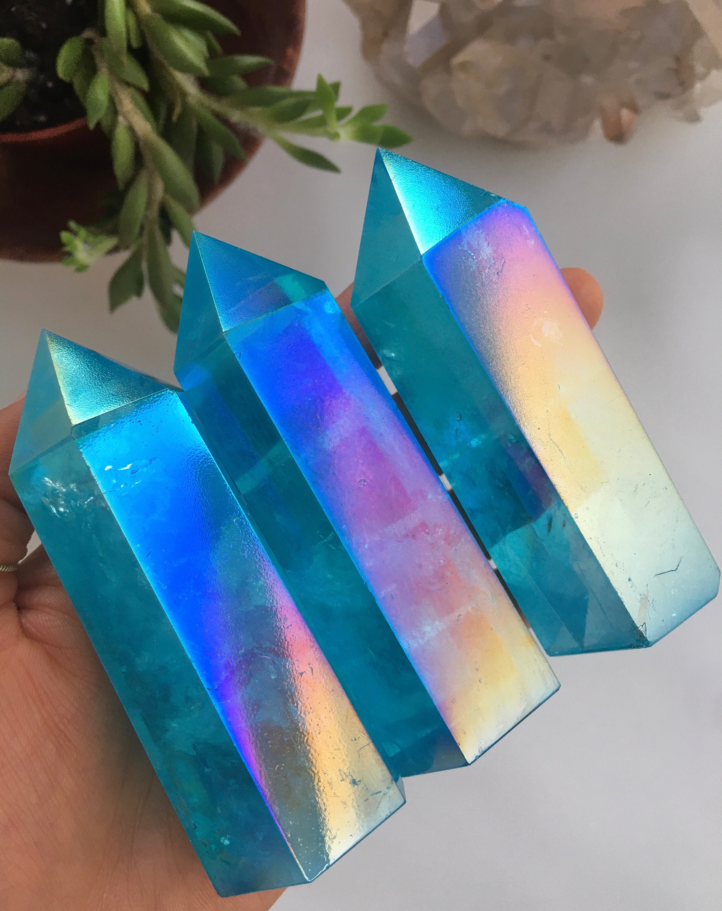 Blue Aura Quartz Point Blue Angel Aura Quartz Aqua Aura - Etsy Canada