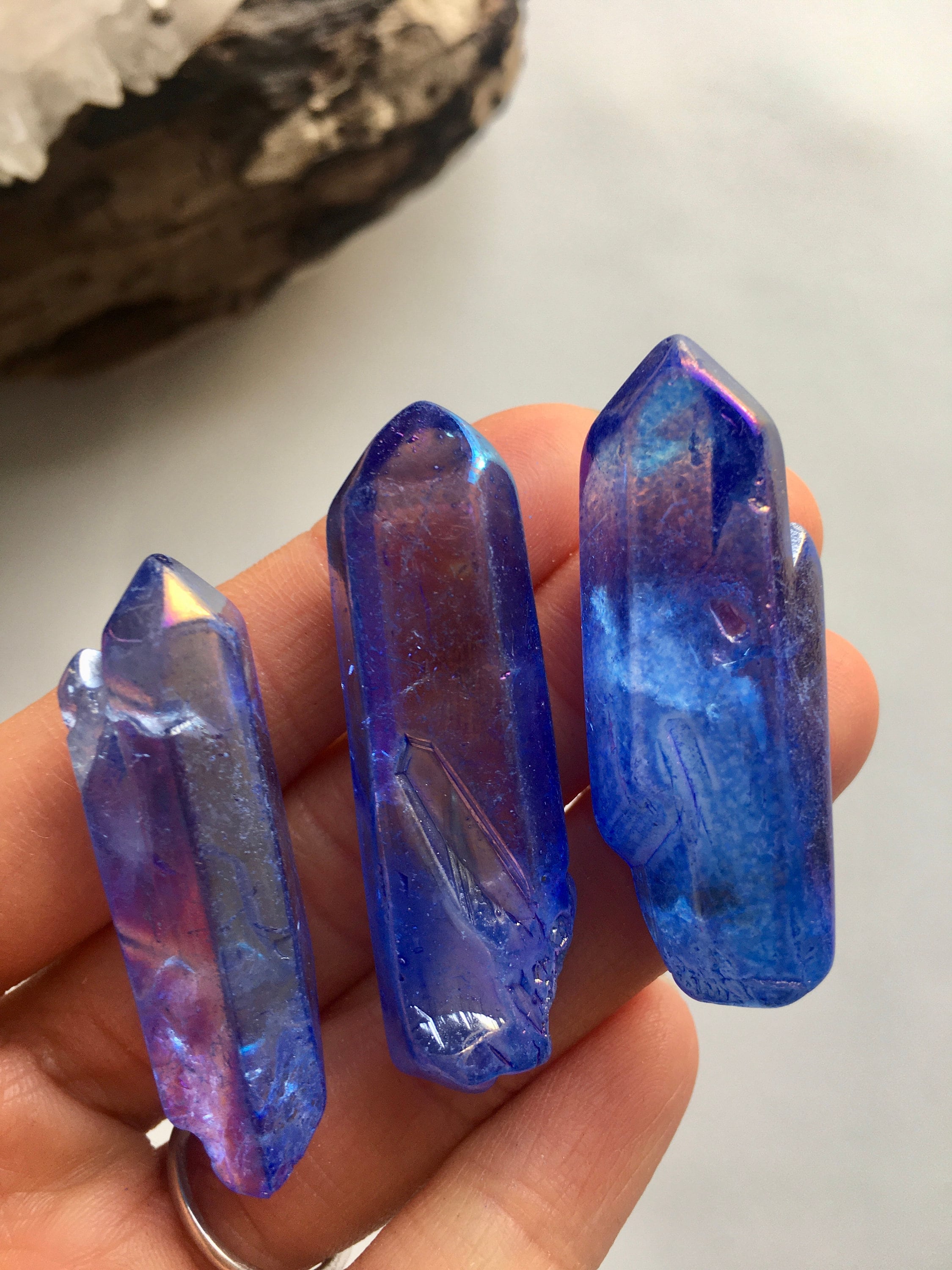 Indigo Aura Quartz Point Blue Aura Quartz Point Blue Indigo - Etsy