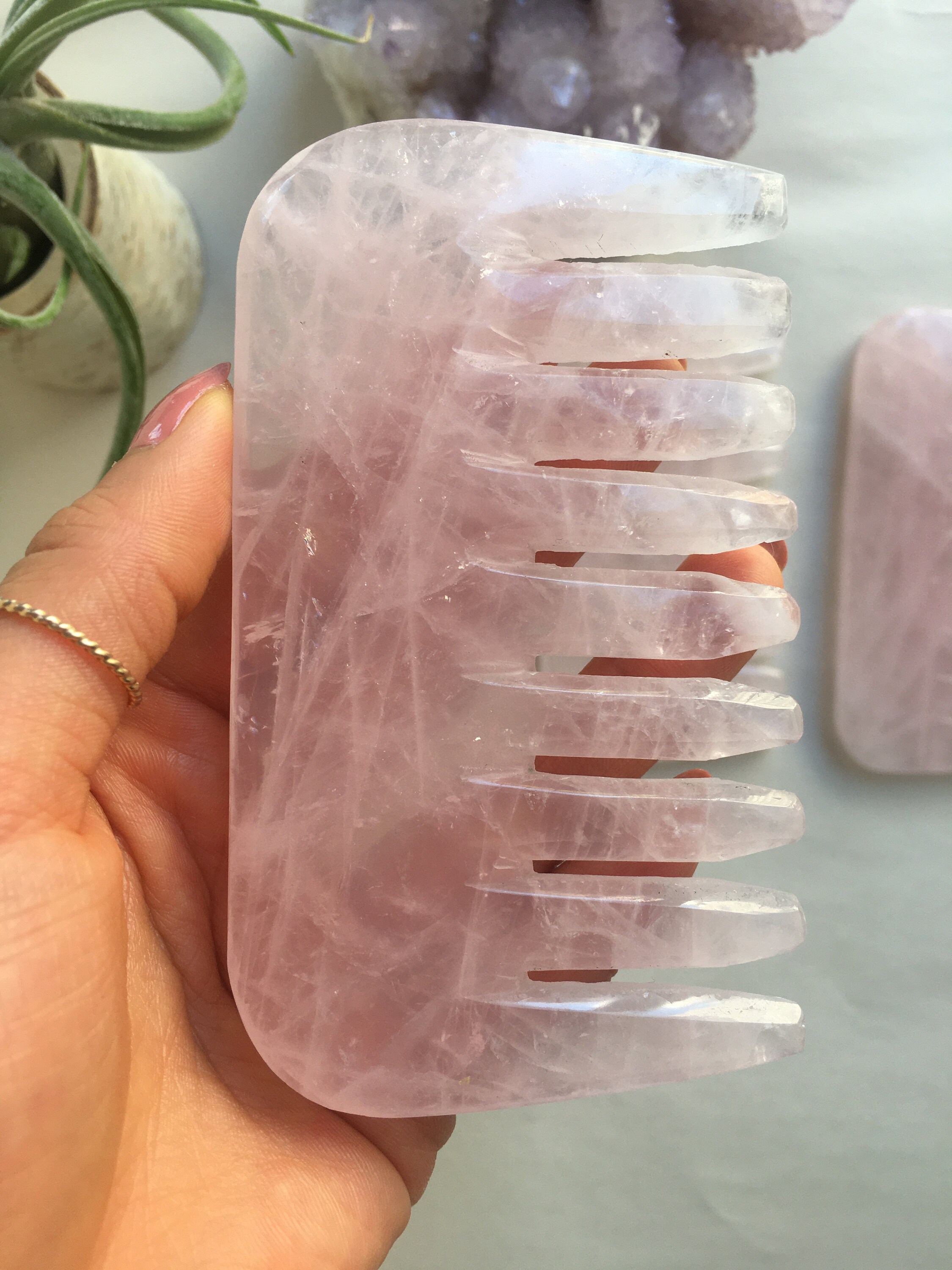 Precious Rose Quartz Comb Crystal Healing Comb Rose Quartz - Etsy Canada