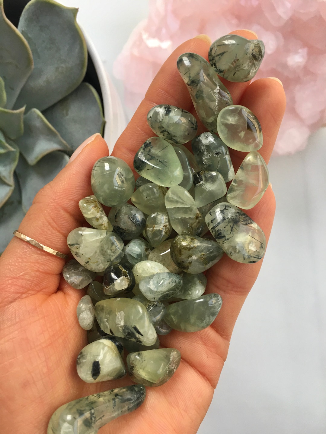 Prehnite, Mini Tumbled Stone, Tumbled Prehnite, Prehnite, Tumble ...