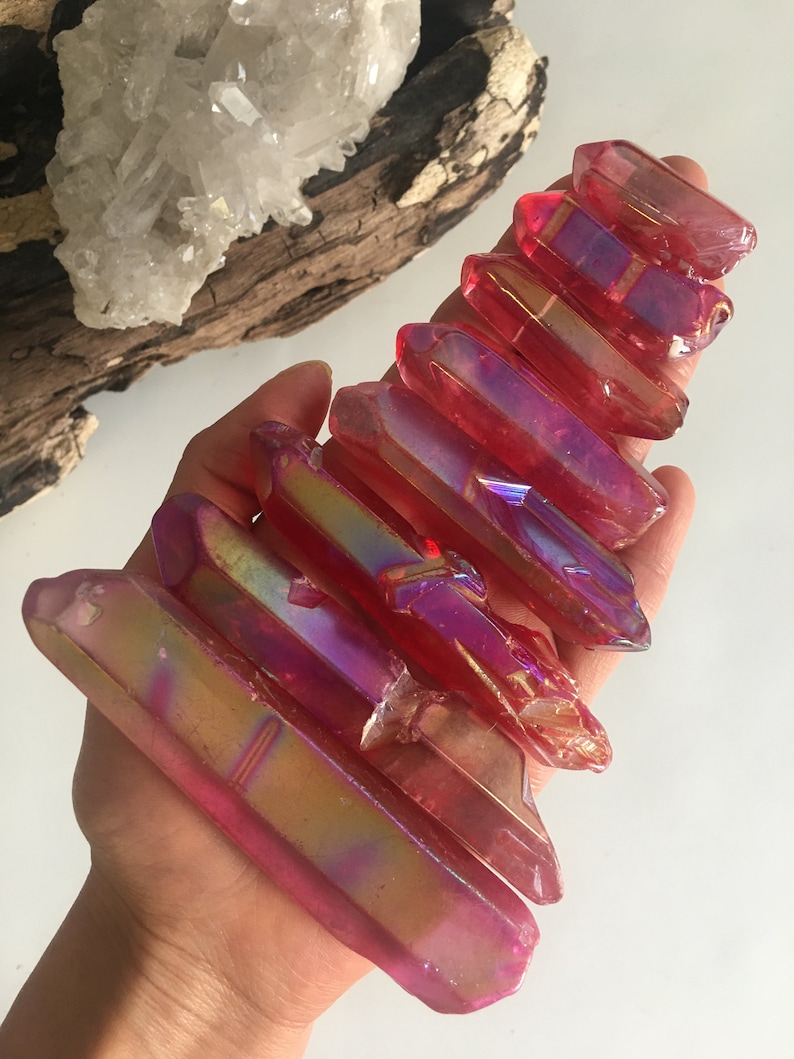 Red Aura Quartz Point Red Aura Quartz Flame Aura Quartz - Etsy New Zealand