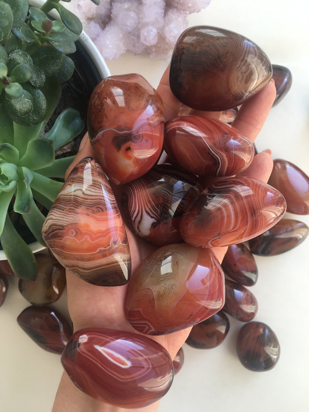 Sardonyx Palm Stone, Sardonyx Agate, Polished Sardonyx, Sardonyx Stone ...