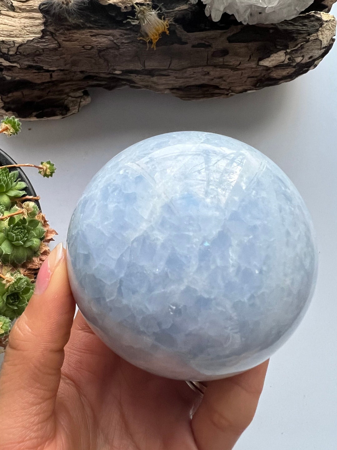 Large Blue Calcite Sphere, Blue Calcite, Polished Blue Calcite, Crystal ...