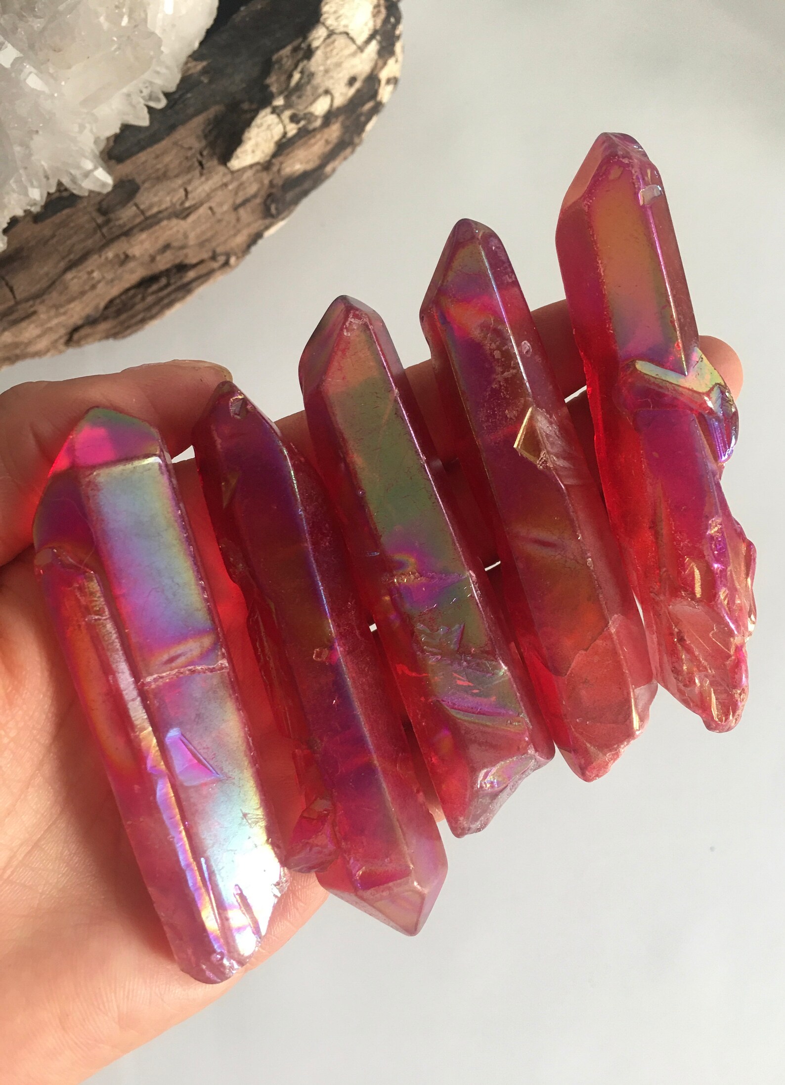 Red Aura Quartz Point Red Aura Quartz Flame Aura Quartz - Etsy New Zealand