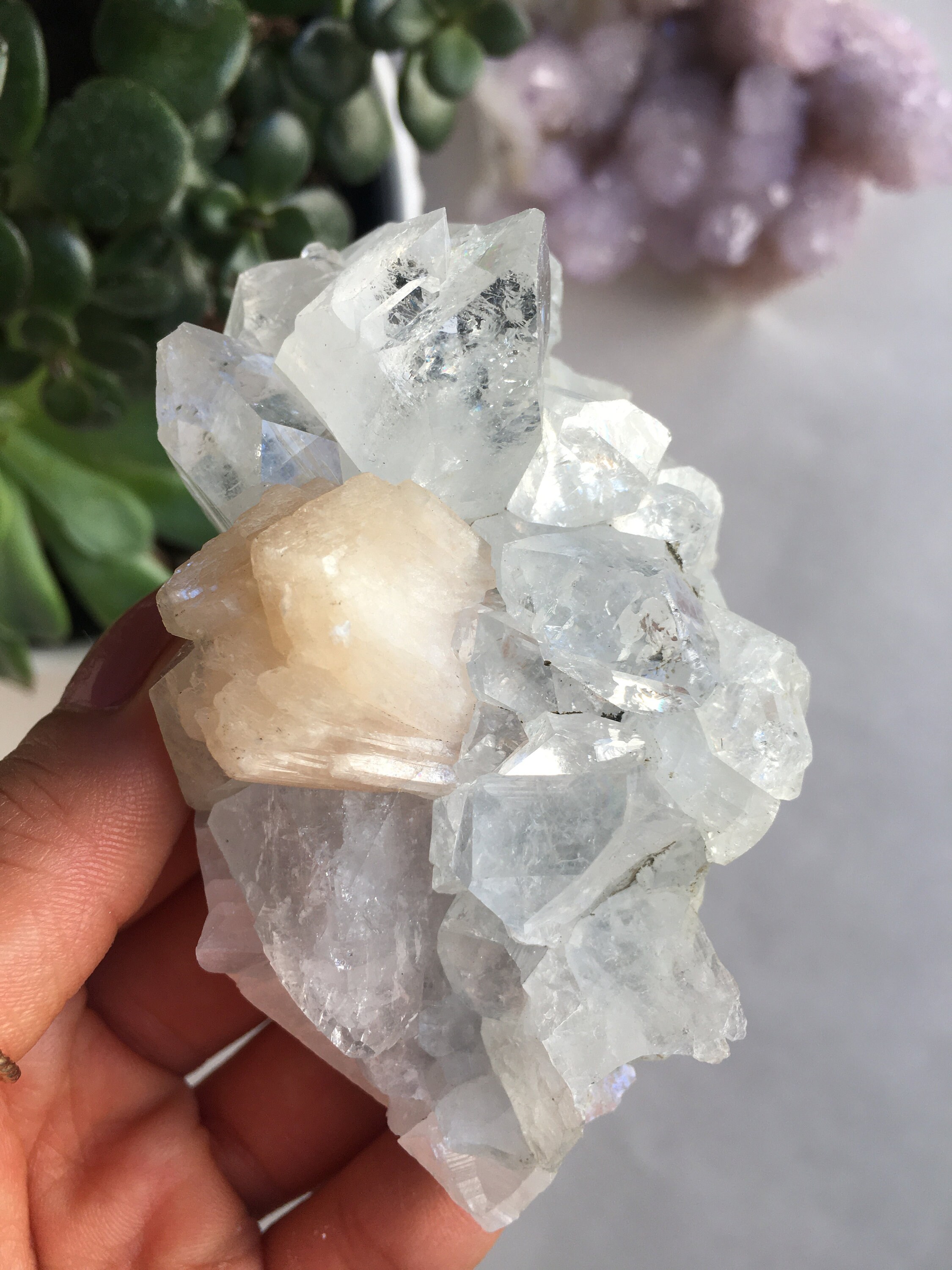 Apophyllite Cluster With Stilbite Clear Apophyllite Natural - Etsy