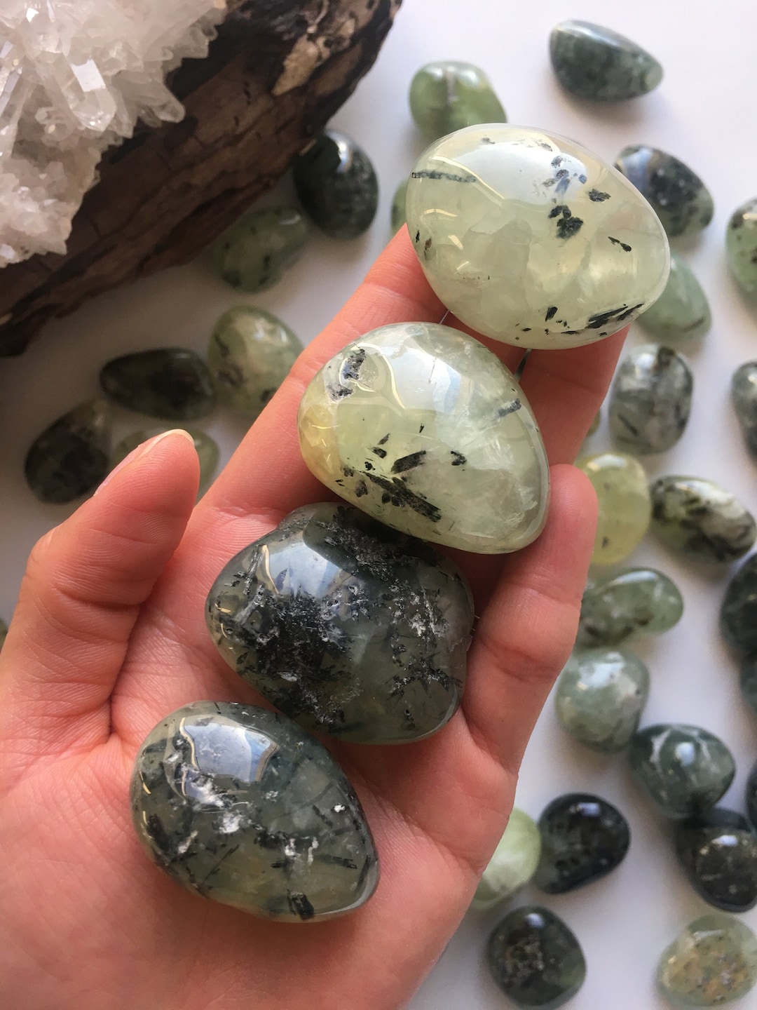 Prehnite Tumbled Stone, Mini Tumbled Stone, Tumbled Prehnite, Prehnite ...