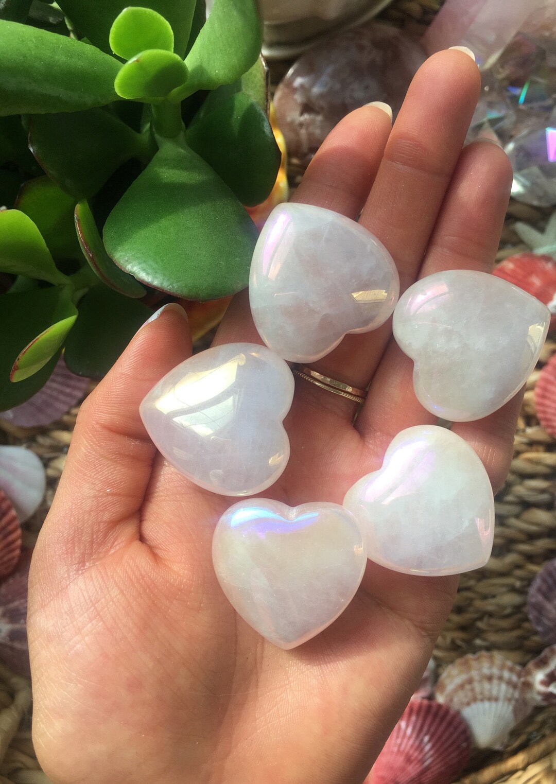 Small Angel Aura Rose Quartz Heart - Etsy