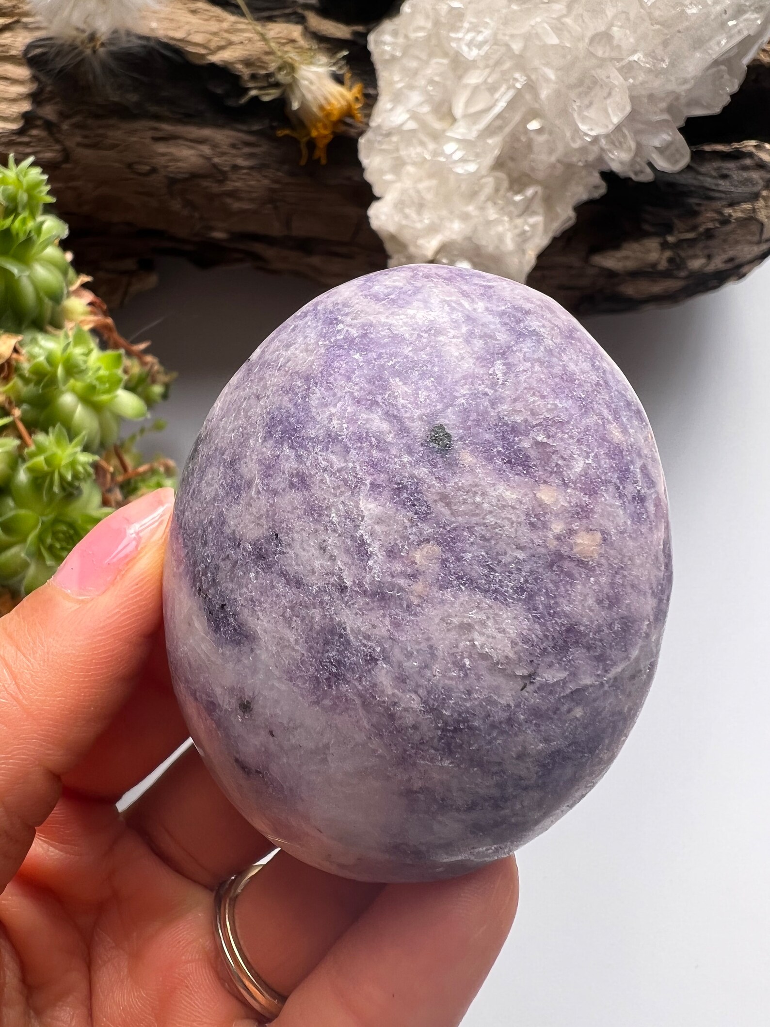 Polished Lepidolite Palm Stone, Lithium Mica Pocket Stone - Etsy