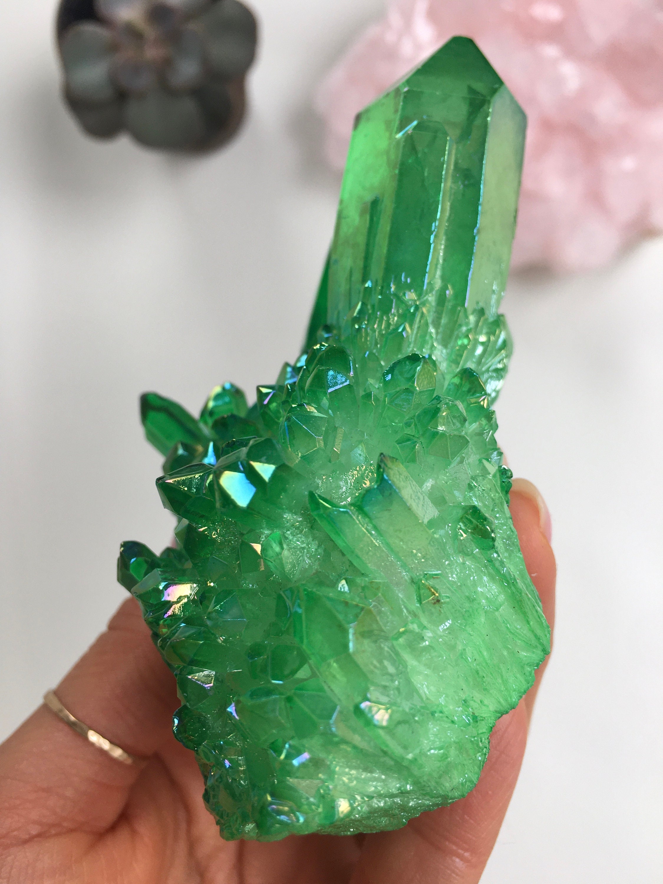 Green Aura Quartz Cluster Green Aura Quartz Aura Quartz | Etsy