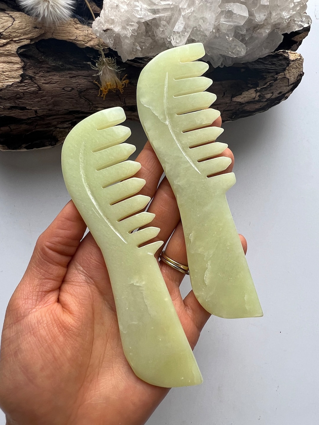 Jade Comb, Green Jade Comb, Crystal Healing Comb, Crystal Comb, Pocket ...