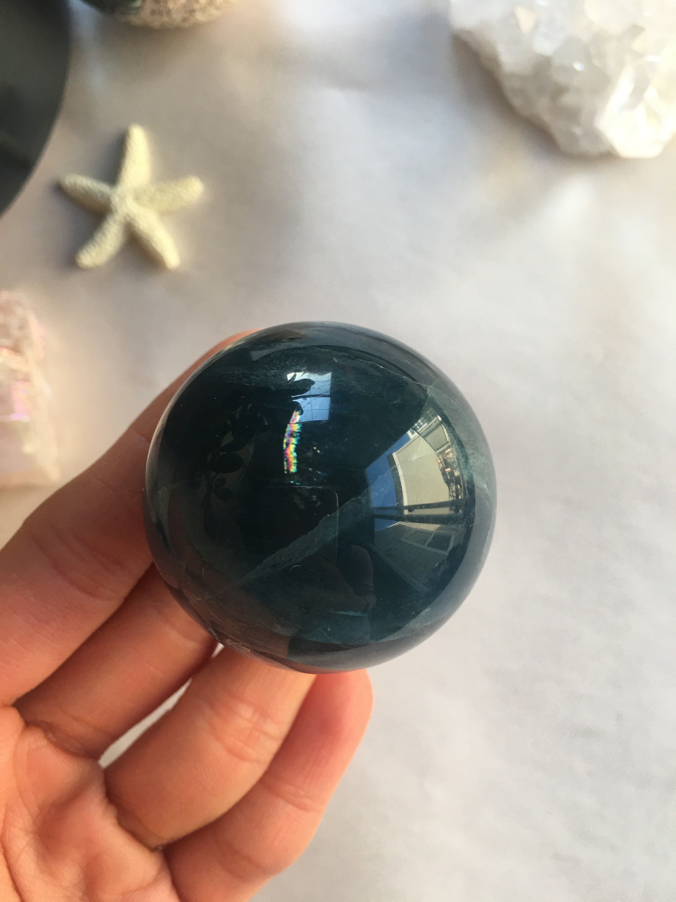 Blue Fluorite Sphere Blue Fluorite | Etsy