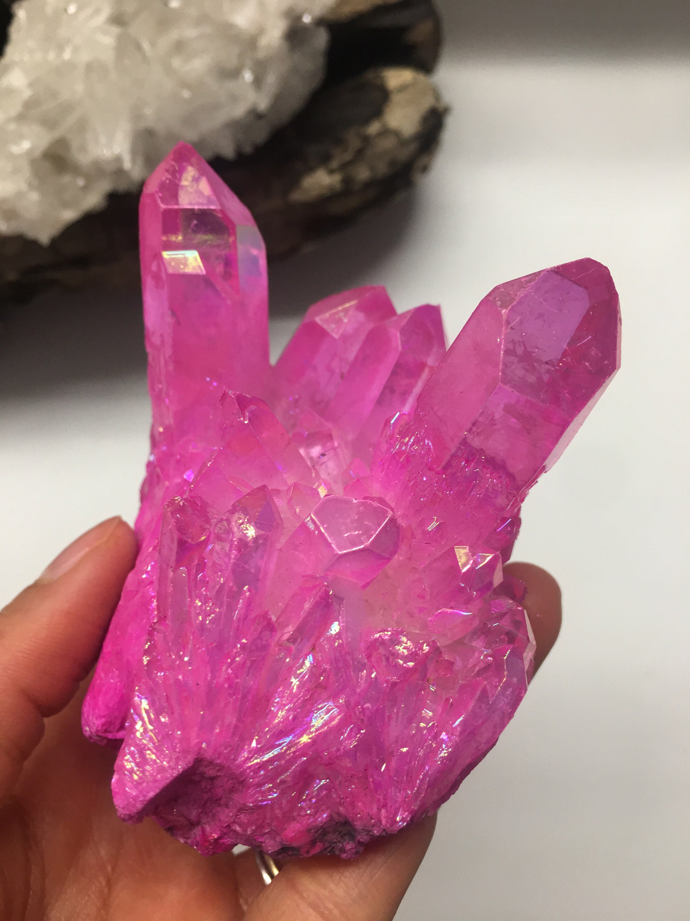 Pink Aura Quartz Cluster Pink Angel Aura Quartz Angel Aura | Etsy