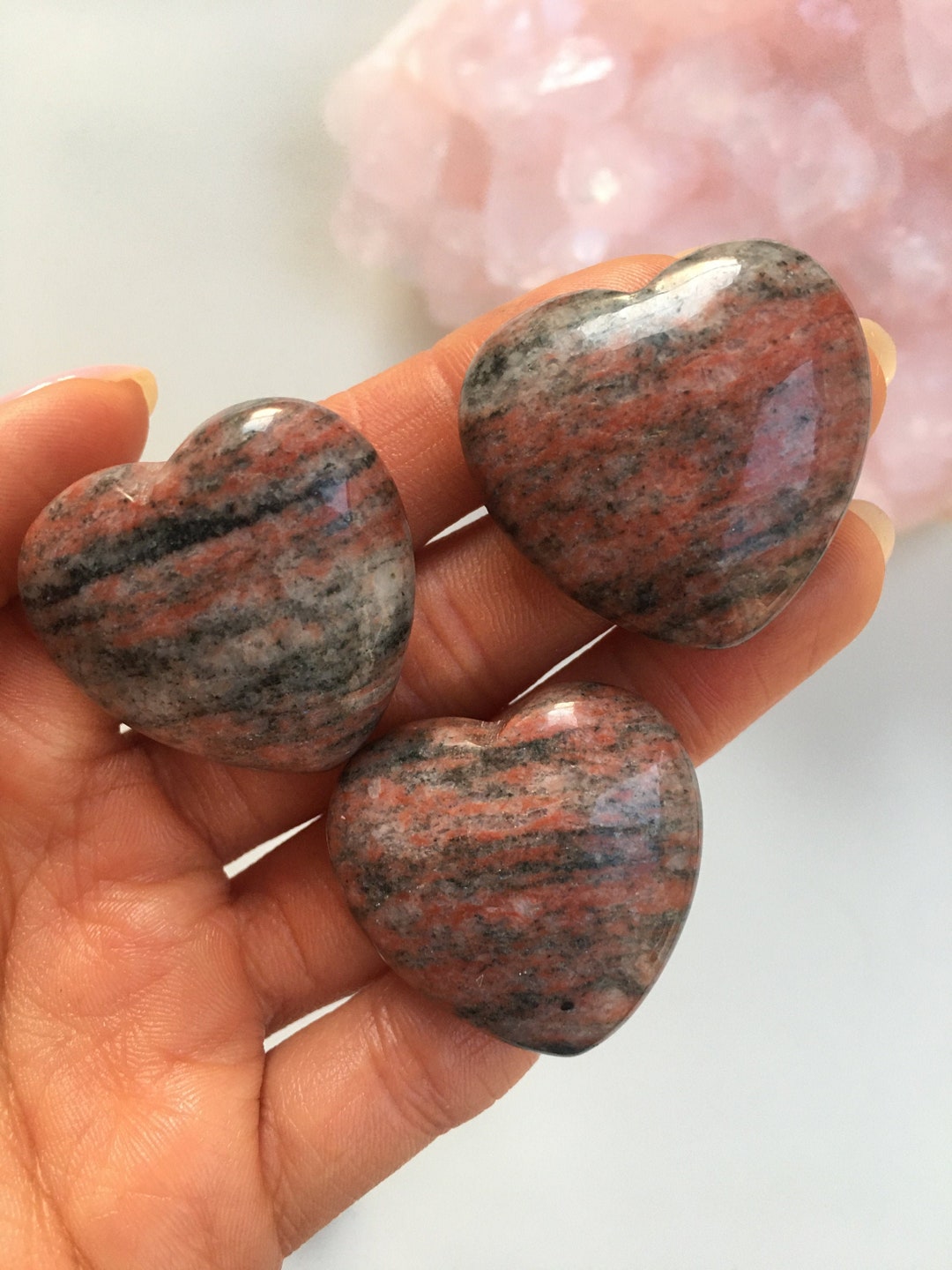 Red Sesame Jasper Heart, Red Sesame Jasper, Sesame Jasper, Polished Red ...
