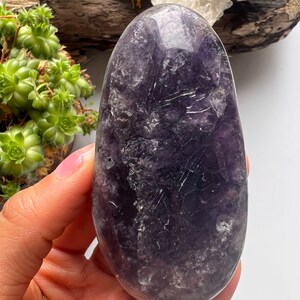 Dark Purple Fluorite Palm Stone, Purple Fluorite, Polished Purple ...