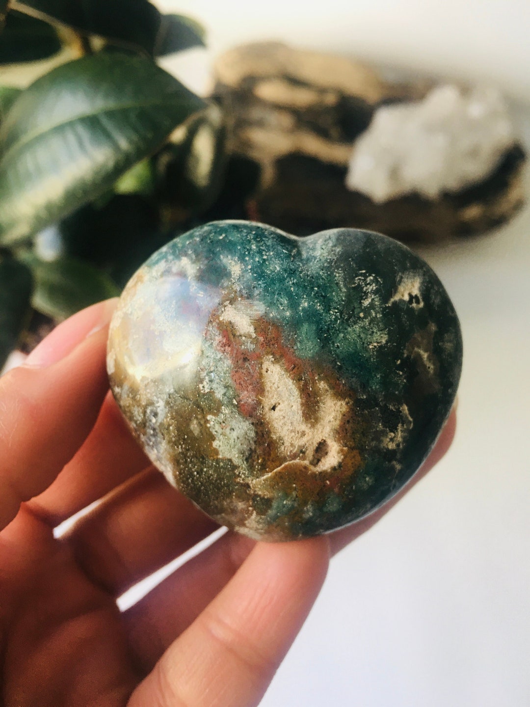 Ocean Jasper Heart, Ocean Jasper Stone, Polished Ocean Jasper, Natural ...
