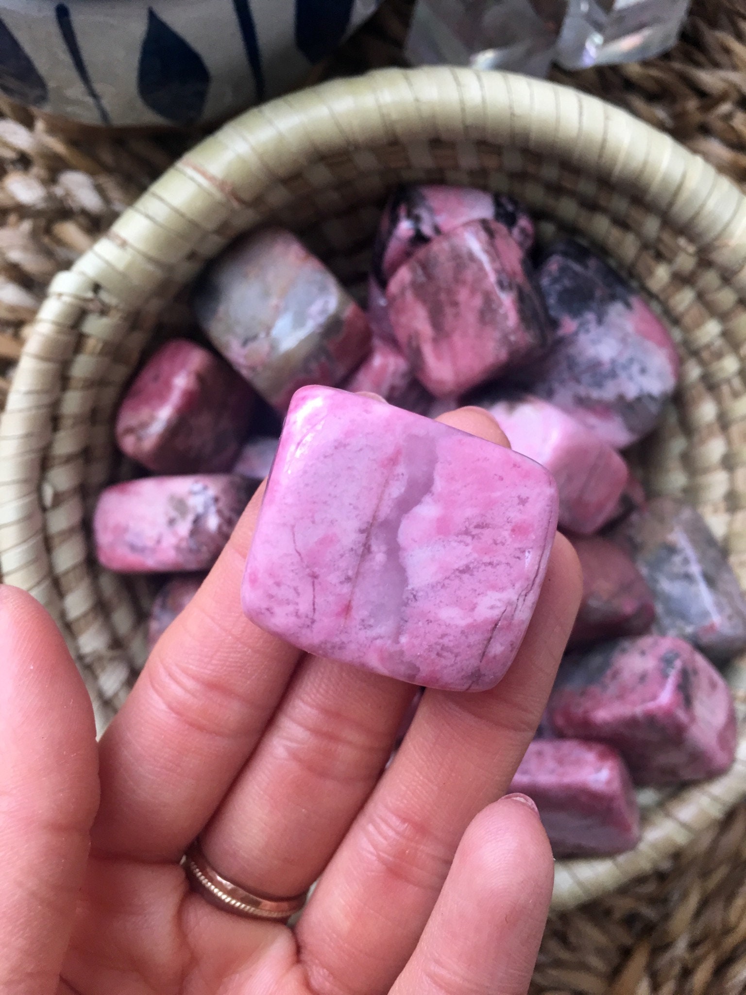 Rhodonite Tumbled Stone Large Rhodonite Tumbled Stone - Etsy Canada