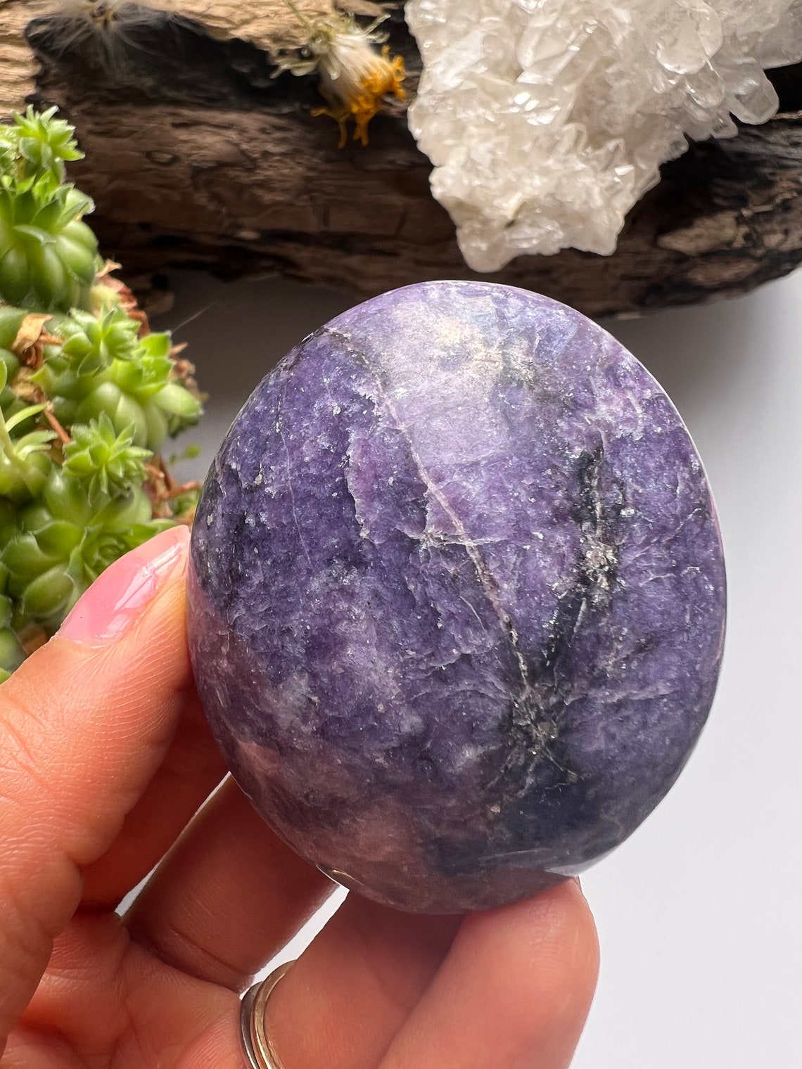 Lepidolite Palm Stone Lepidolite Pocket Stone Lithium Mica - Etsy