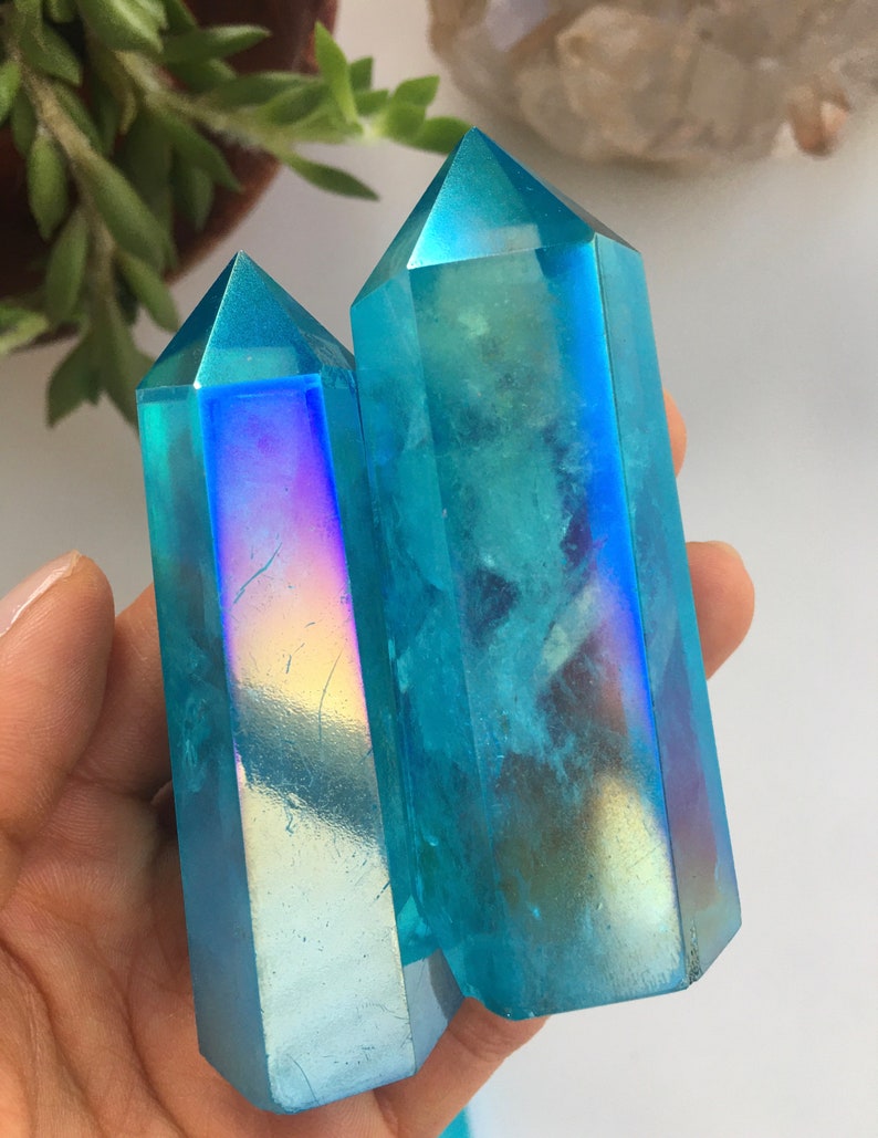 Blue Aura Quartz Point, Blue Angel Aura Quartz, Aqua Aura Quartz Point ...