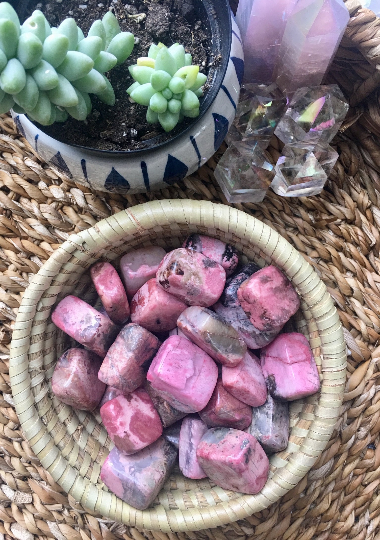 Rhodonite Tumbled Stone, Large Rhodonite Tumbled Stone, Tumbled ...