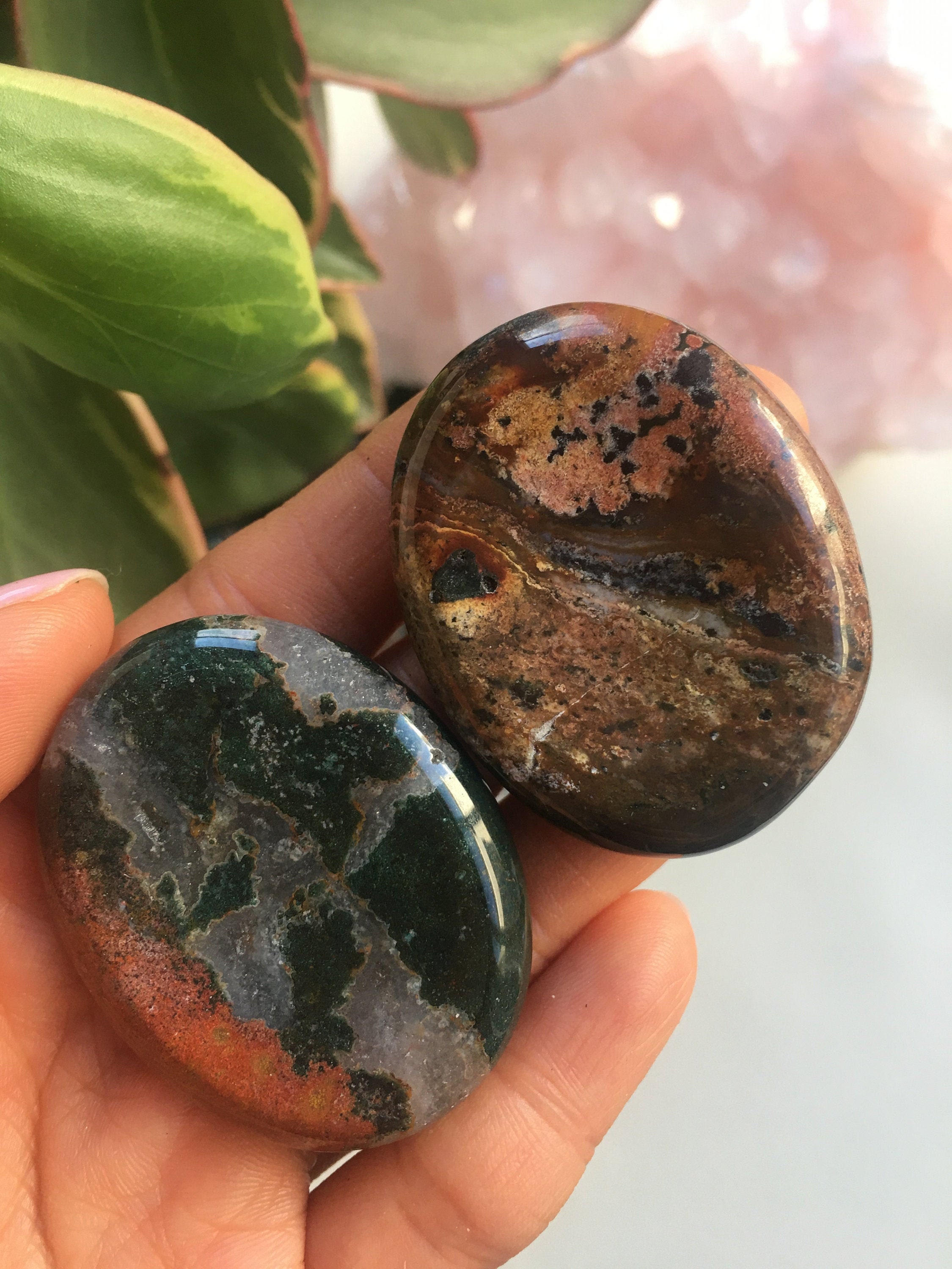 Ocean Jasper Worry Stone, Polished Ocean Jasper, Ocean Jasper, Worry ...