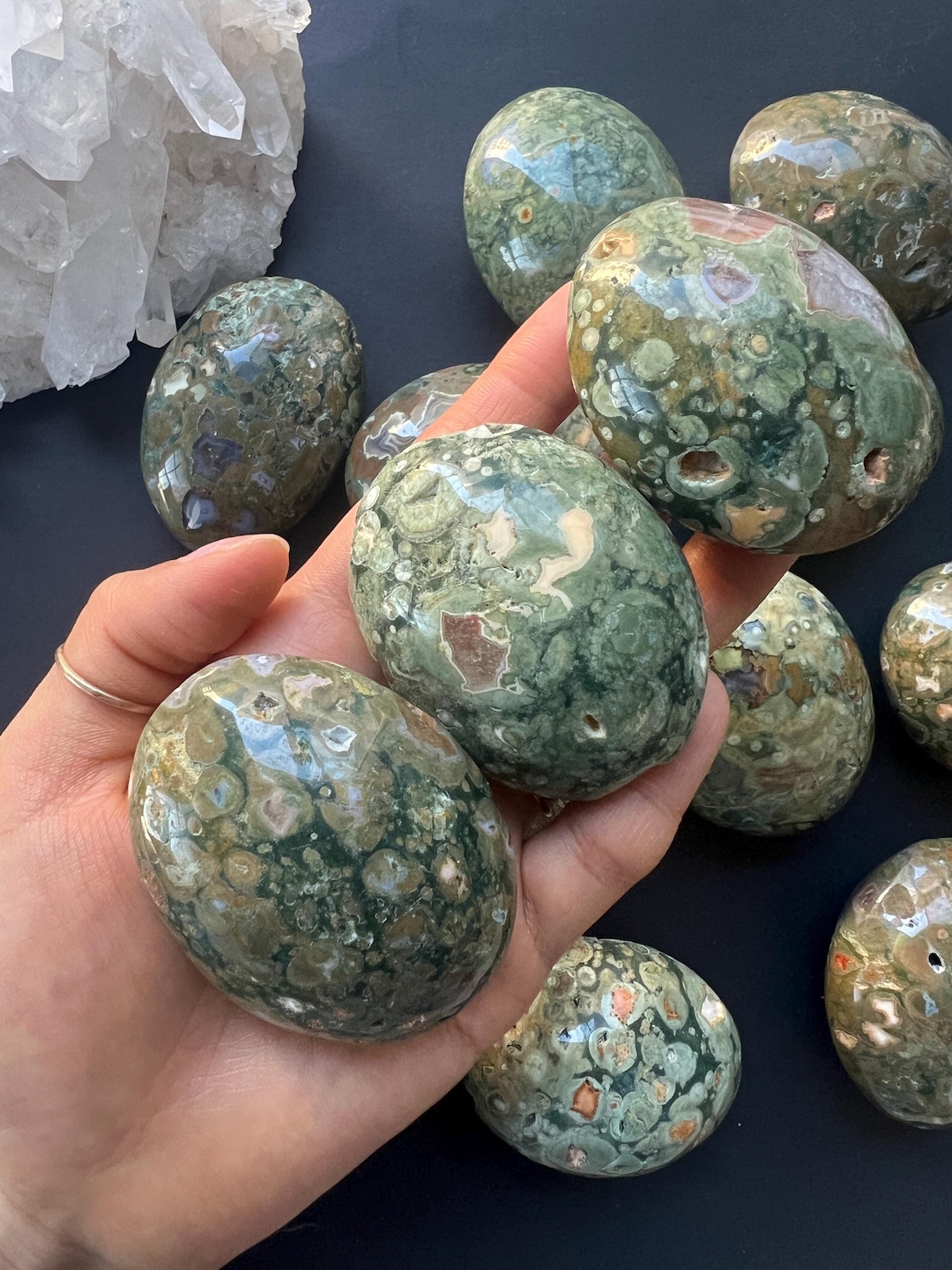 Rainforest Jasper Palm Stone, Rhyolite Palm Stone, Palm Stone, Pocket ...