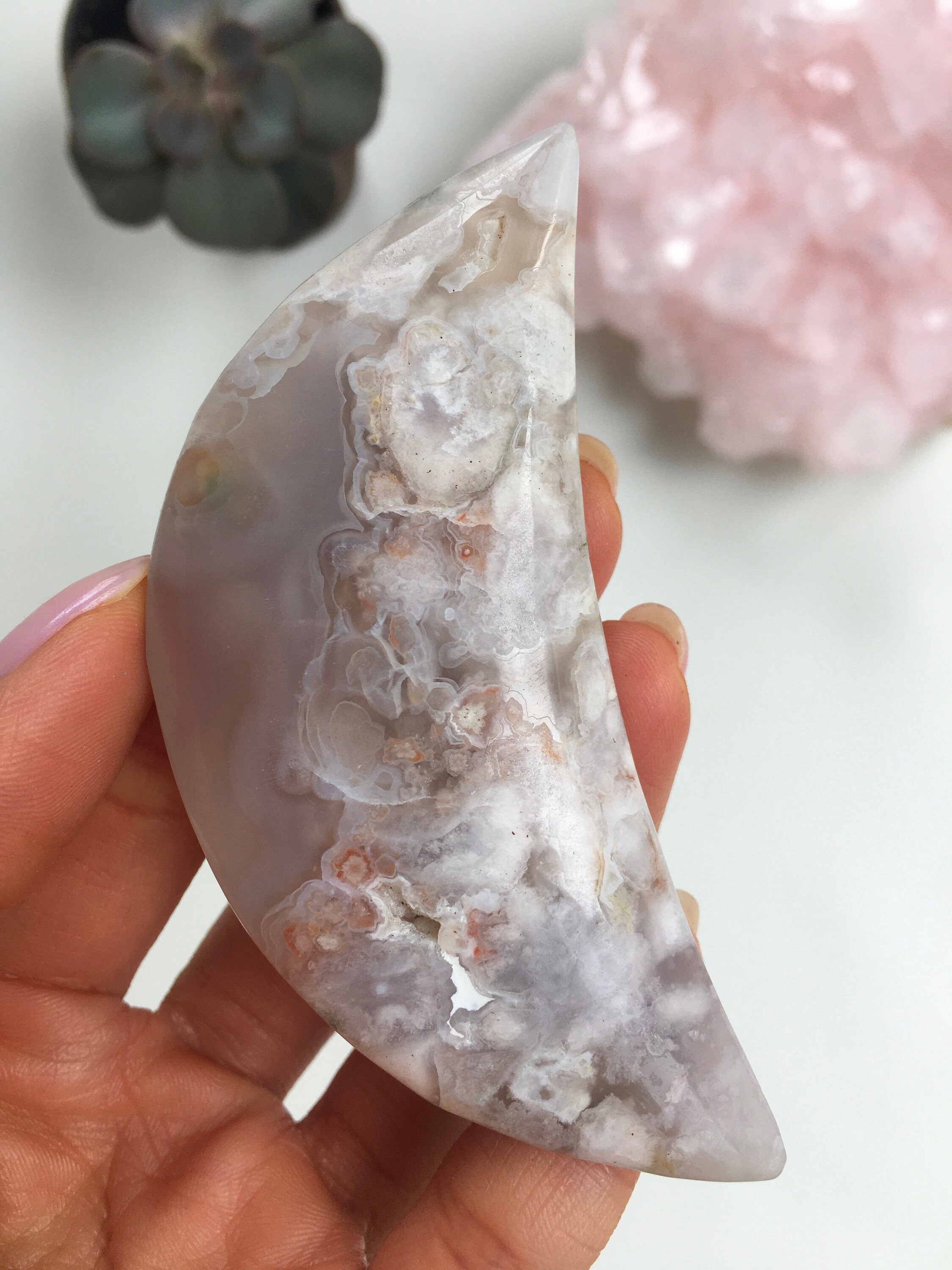 Cherry Blossom Agate Moon Cherry Blossom Agate Flower Agate | Etsy