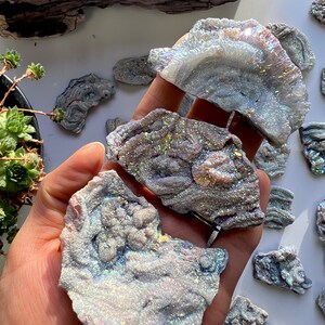 Galaxy Aura Chalcedony Cluster, Chalcedony, Healing Crystal, Crystal ...