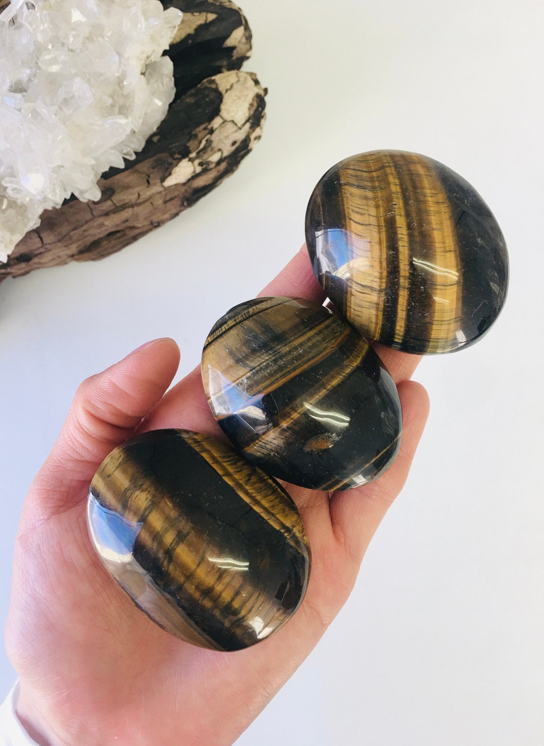 Tiger Eye Palm Stone, Polished Tiger Eye, Natural Tiger Eye, Chakra ...