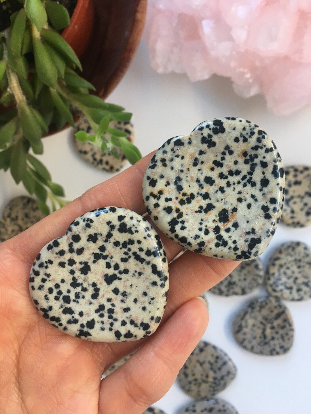 Dalmatian Jasper Heart-shaped Worry Stone, Worry Stone, Dalmatian ...
