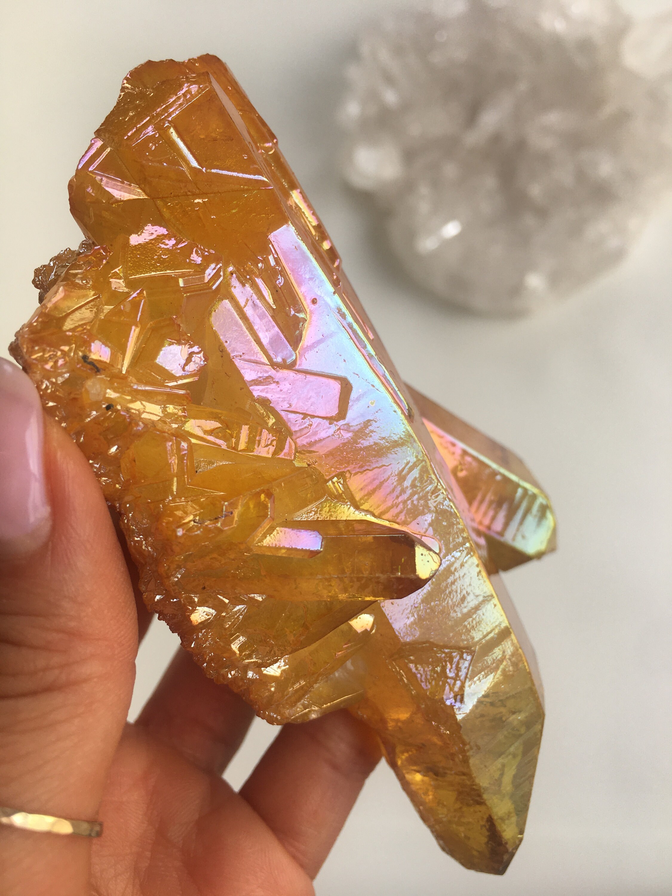 Honey Aura Quartz Cluster Sunset Aura Quartz Aura Quartz | Etsy