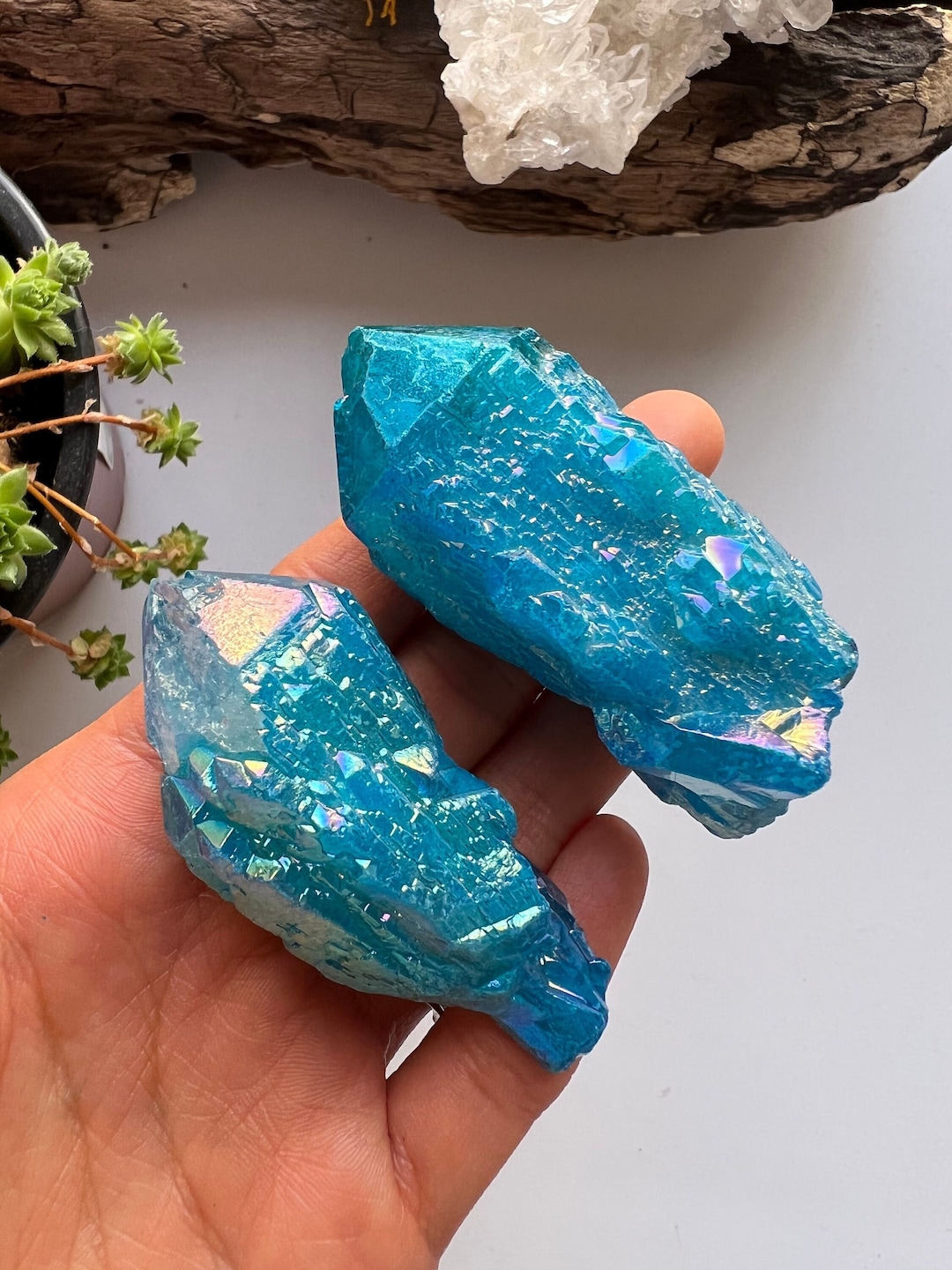 Blue Aura Quartz Cluster, Blue Angel Aura Quartz, Aqua Aura Quartz ...