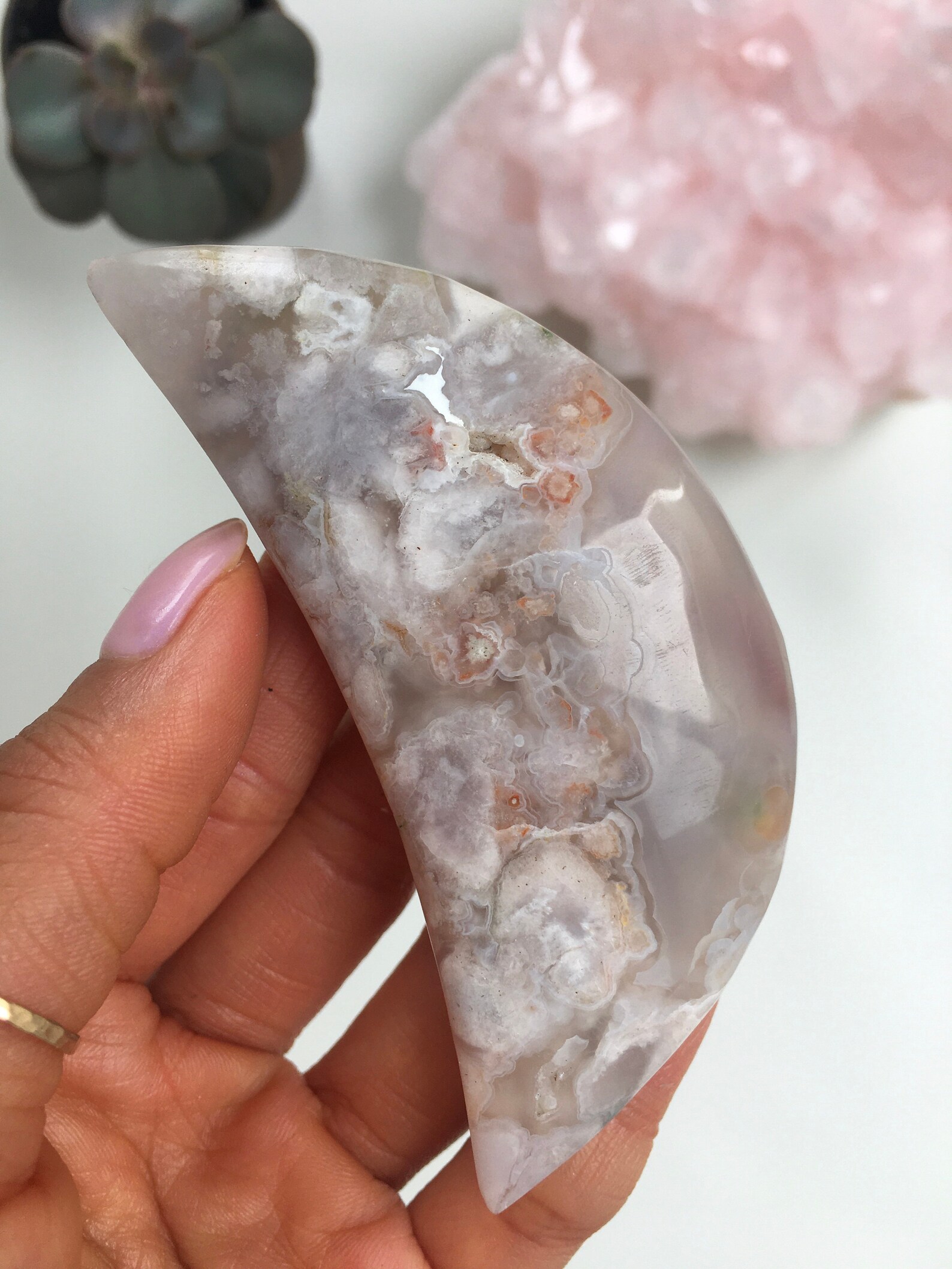 Cherry Blossom Agate Moon Cherry Blossom Agate Flower Agate | Etsy