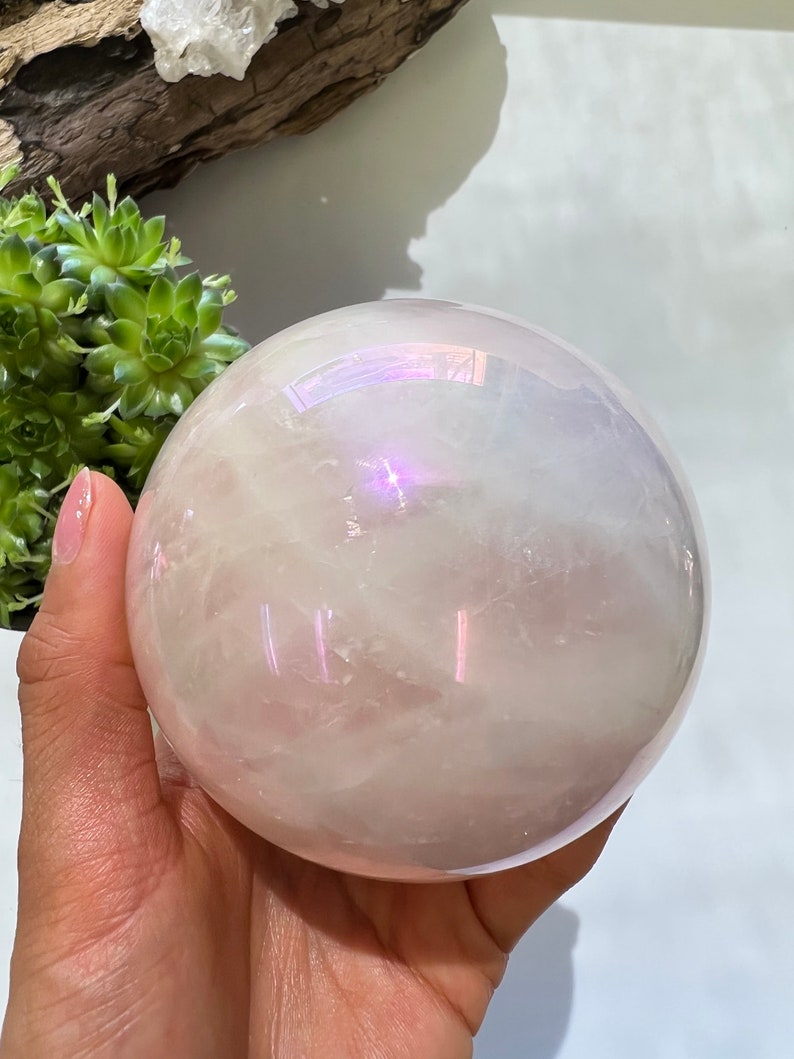 Large Angel Aura Rose Quartz Sphere, Angel Aura Rose Quartz Sphere - Etsy