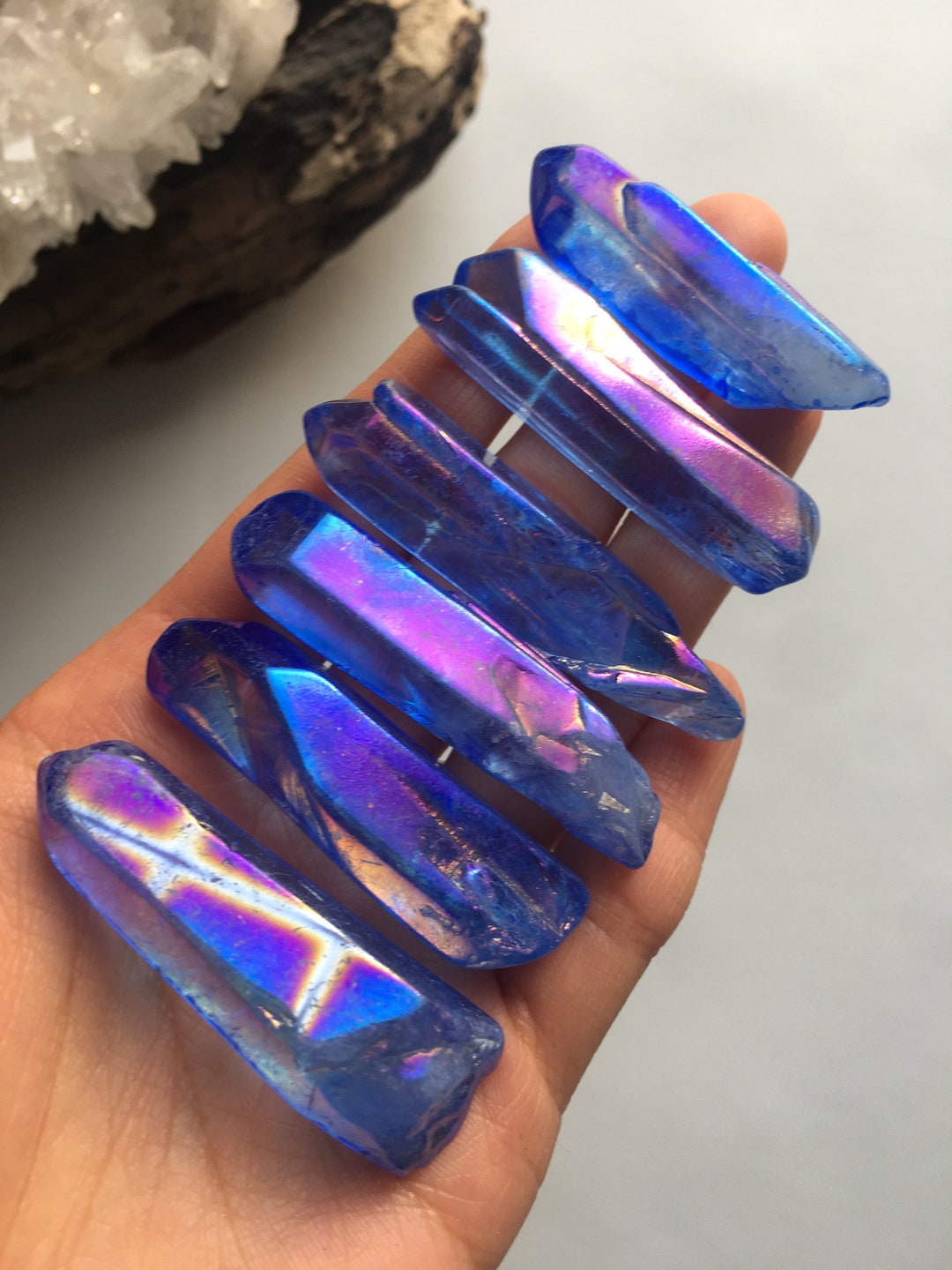Indigo Aura Quartz Point, Blue Aura Quartz Point, Blue Indigo Aura ...