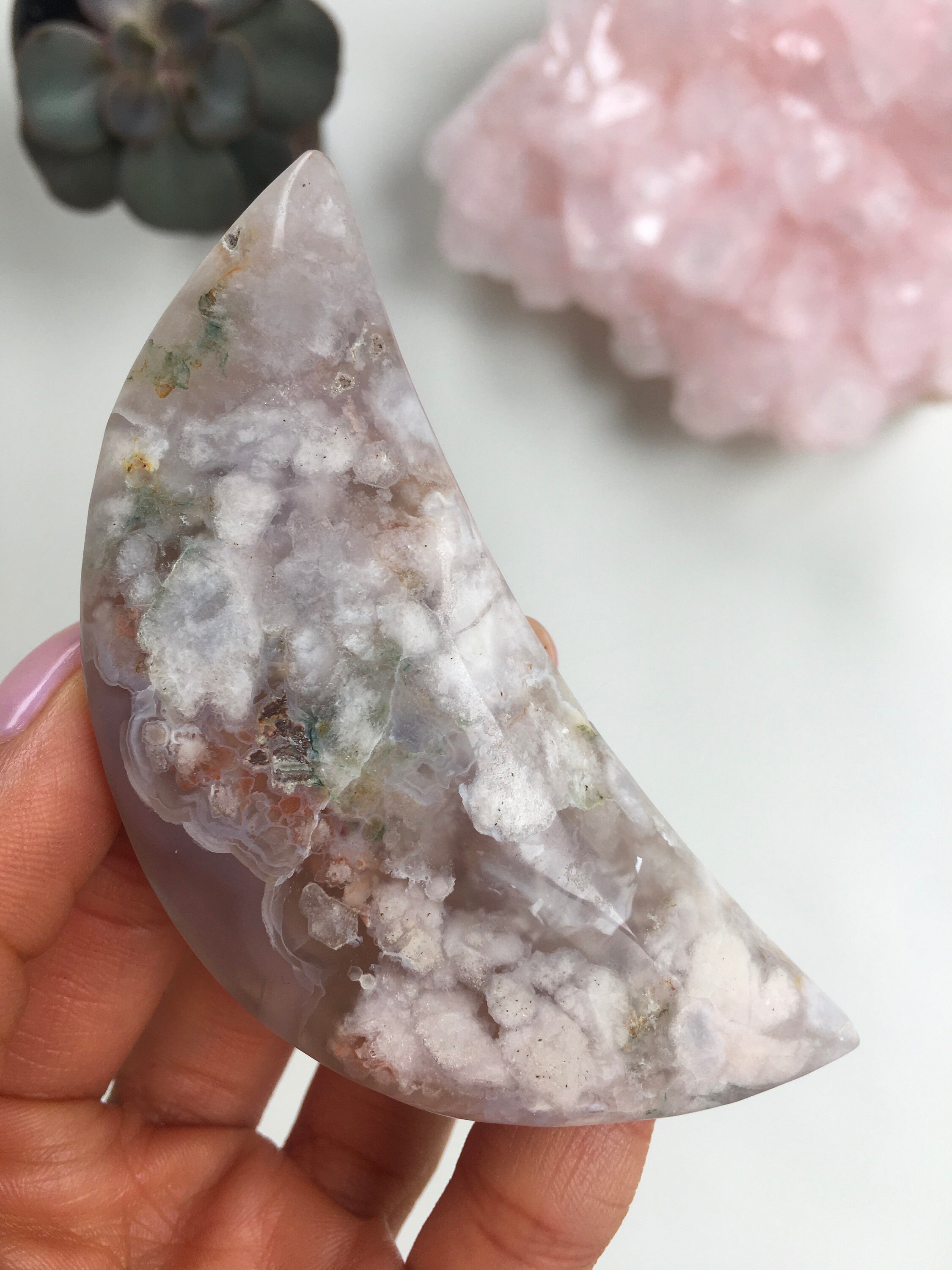 Cherry Blossom Agate Moon Cherry Blossom Agate Flower Agate | Etsy