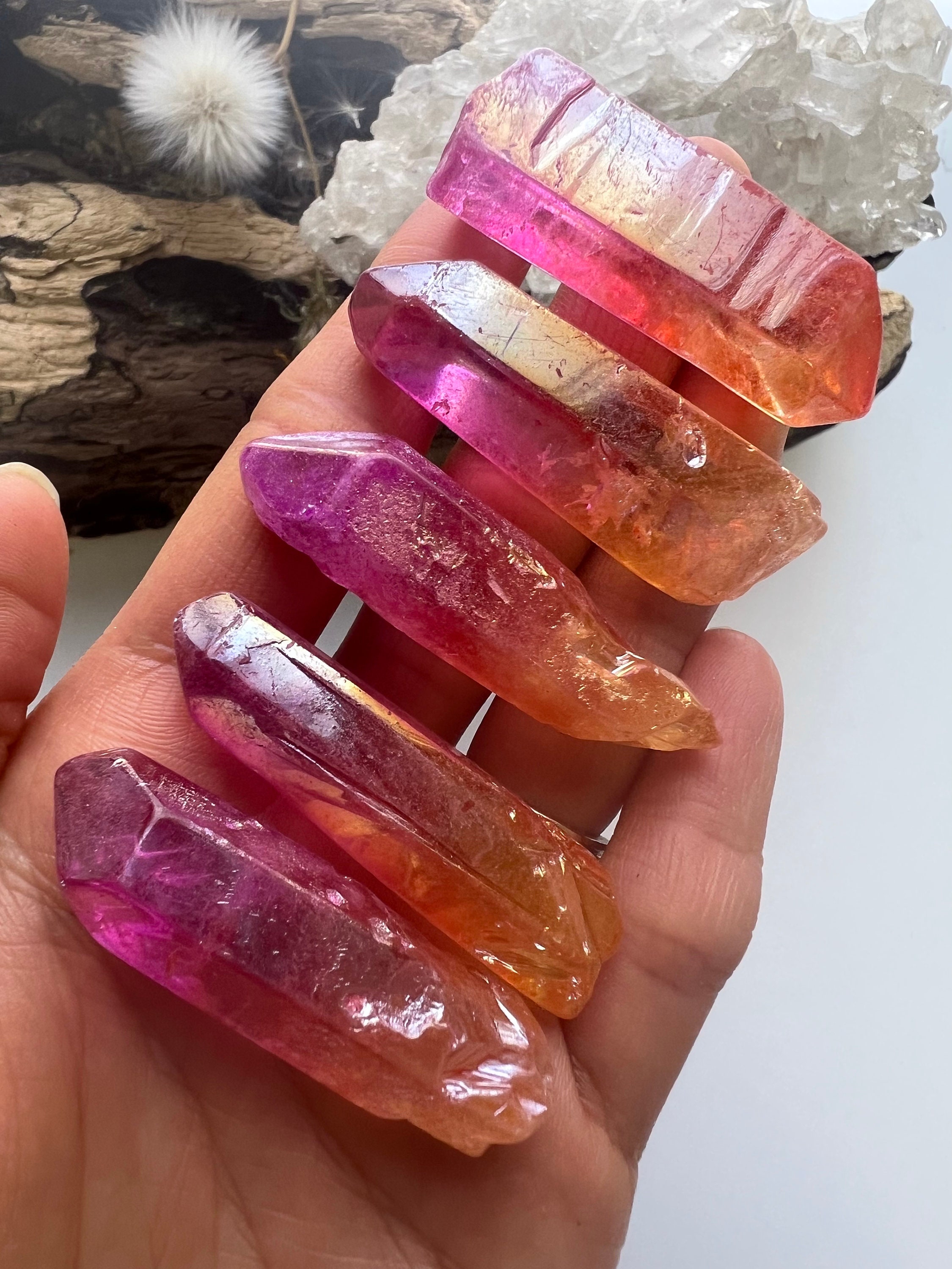 Sunset Aura Quartz Point, Honey Aura Quartz Point, Aura Quartz Point ...