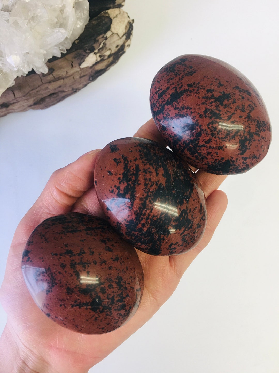Mahogany Obsidian Palm Stone, Polished Mahogany Obsidian, Root Chakra ...