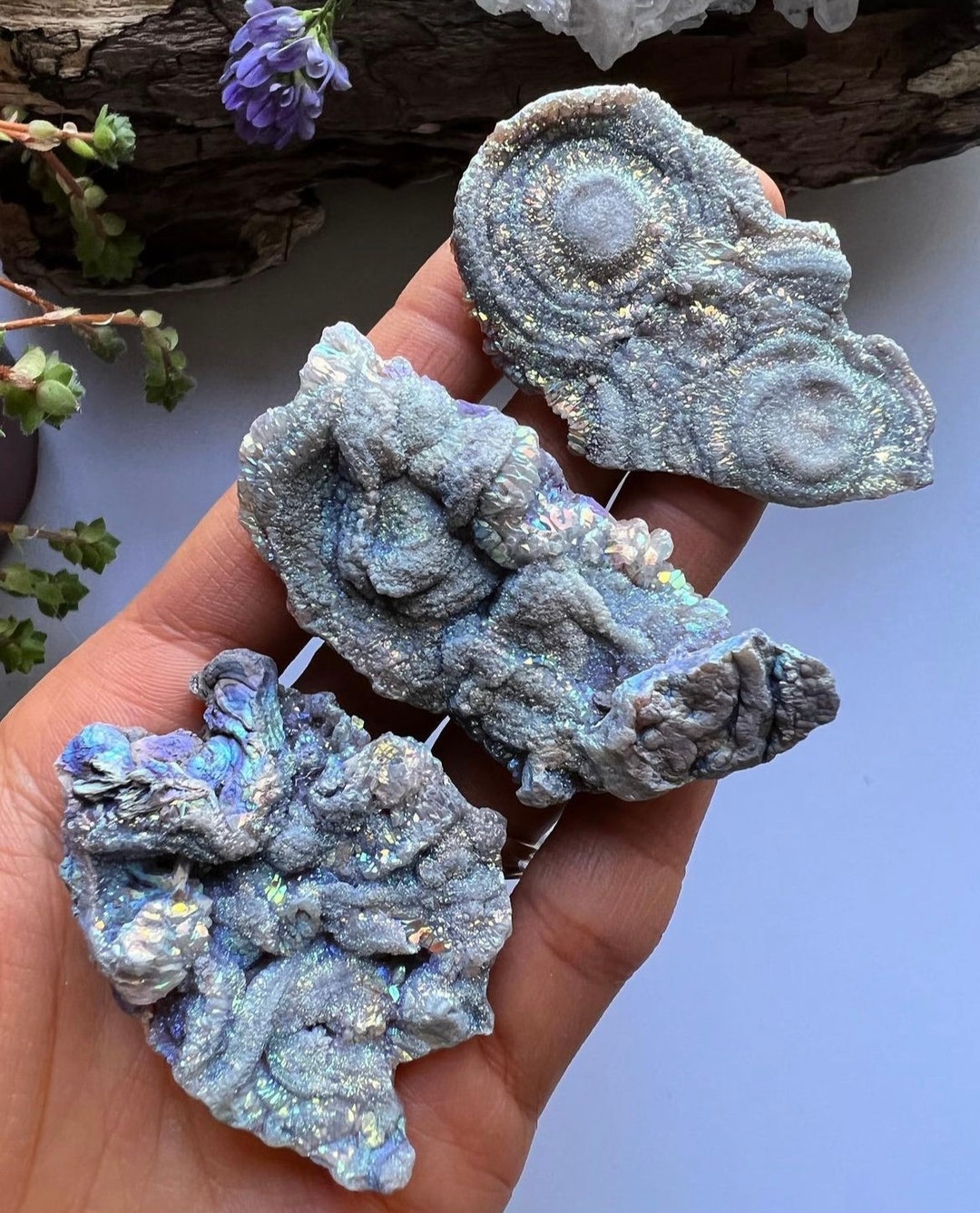 Galaxy Aura Chalcedony Cluster, Chalcedony, Healing Crystal, Crystal ...