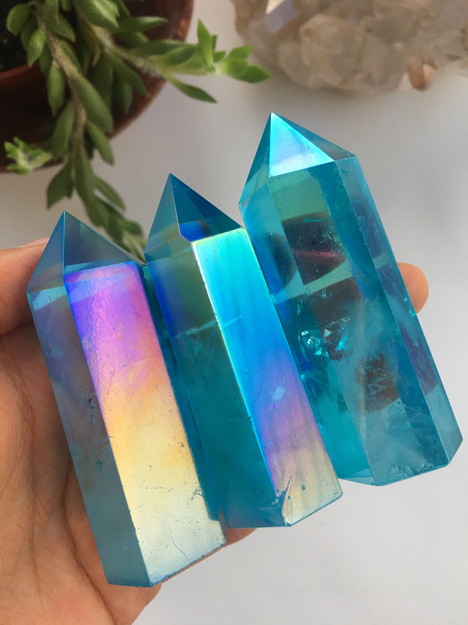 Blue Aura Quartz Point, Blue Angel Aura Quartz, Aqua Aura Quartz Point ...