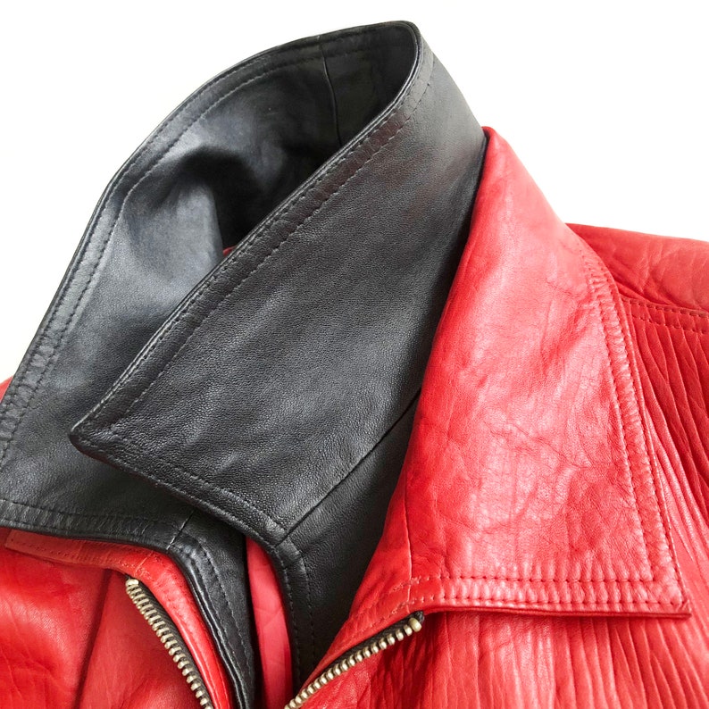 Vintage Red & Black Varsity Jacket | Leather Bomber | Size M - Etsy