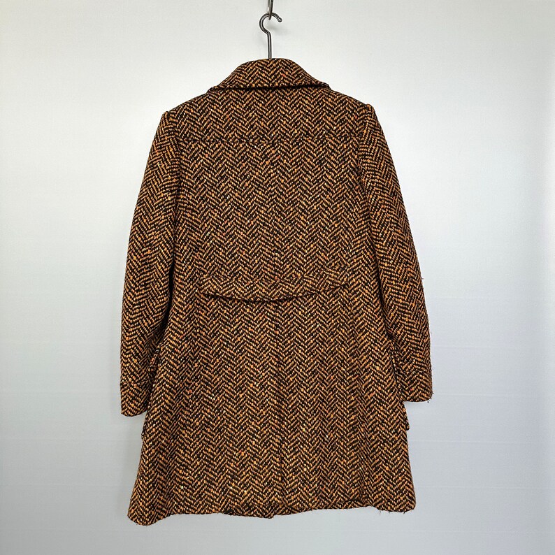 Vintage Black Orange Herringbone Tweed Coat - Etsy