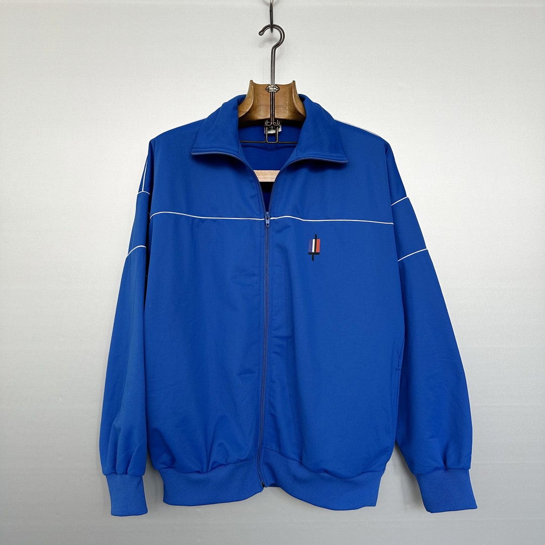 Vintage 80s/90s French Army Track Jacket Azure Blue With White Stripes ...