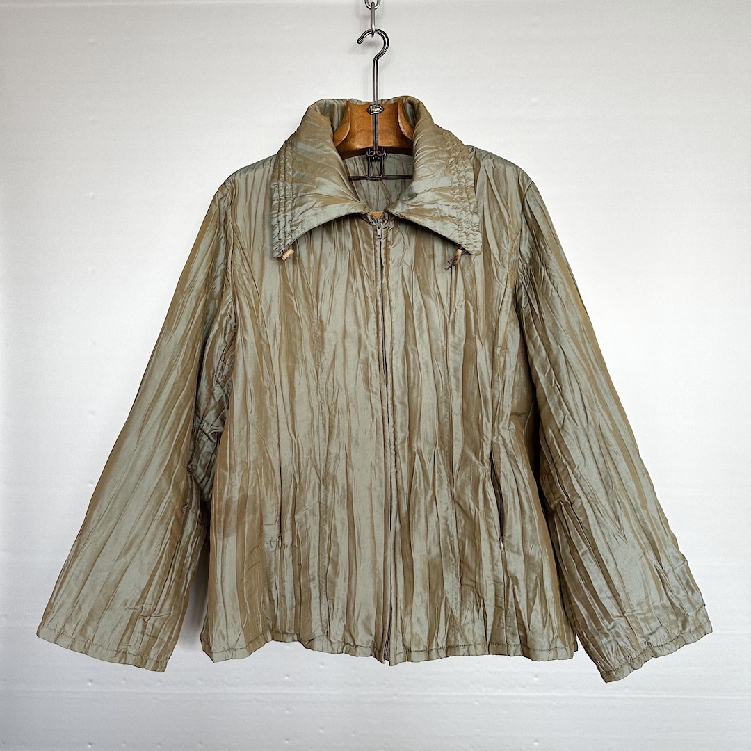 Vintage Bronze Shimmer Puffer Jacket: Pleated French Design - Etsy