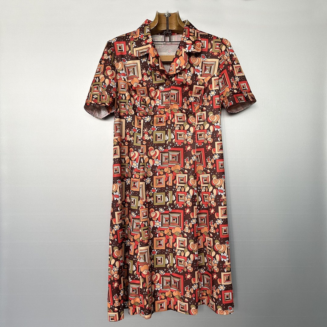 Vintage 60s/70s Handmade Floral Geometric Dress - Etsy