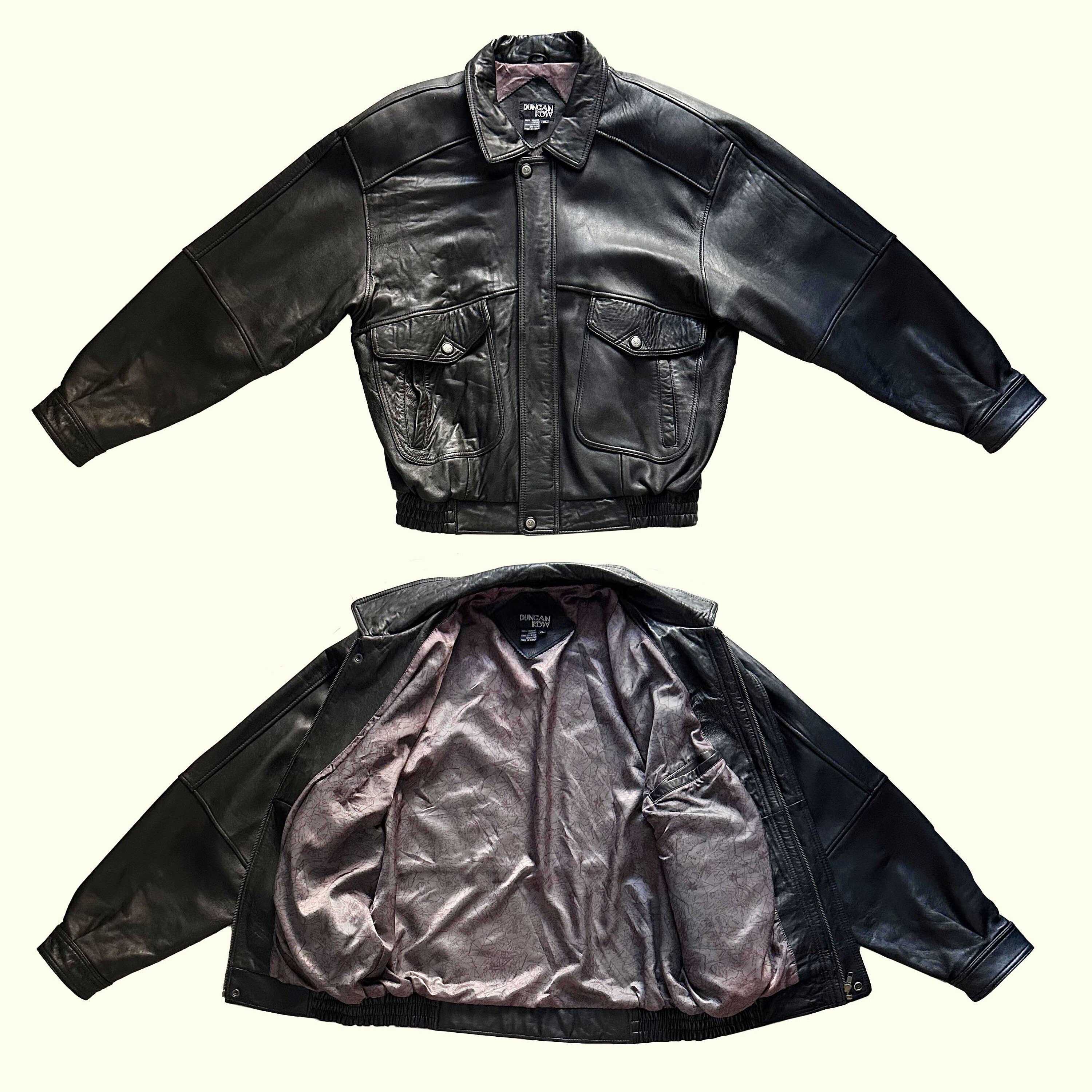 Vintage Black Leather Flight Jacket - Etsy Vintage Black Leather Flight Jacket - Etsy